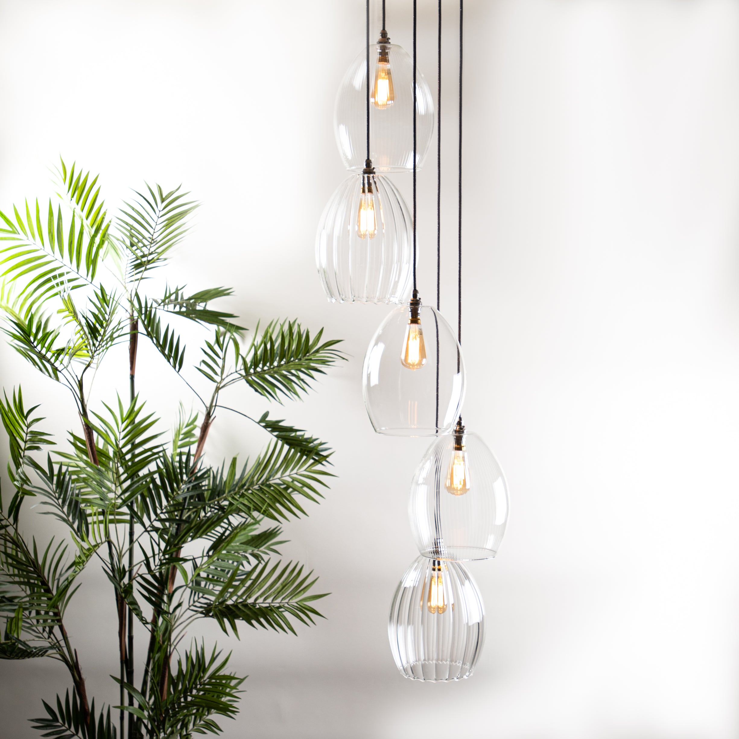 Jules Large Five-Way Cluster Pendant Light | Mixed Clear Glass UK ...