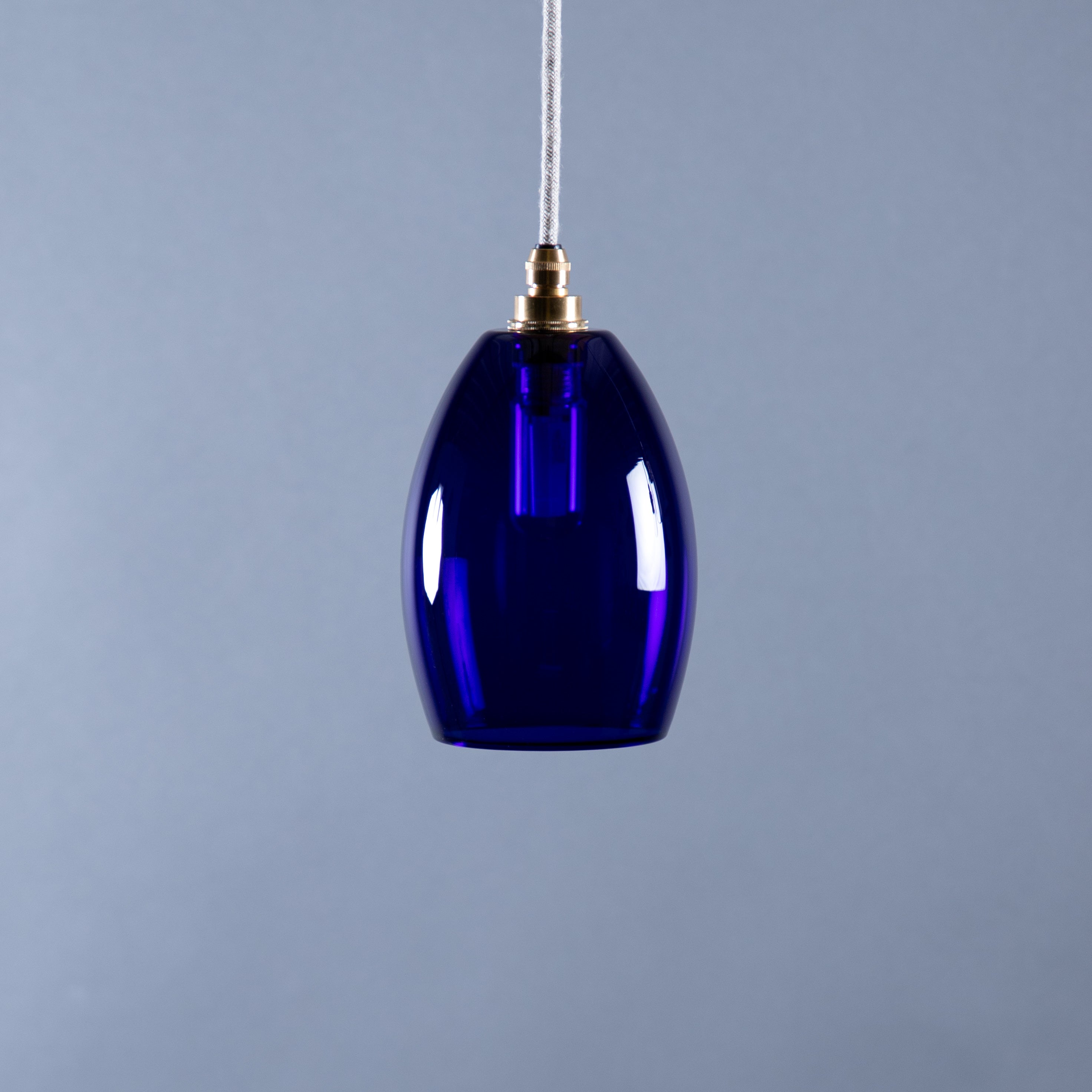 Dark Blue Glass Bertie Bathroom IP44 Pendant Light Glow Lighting