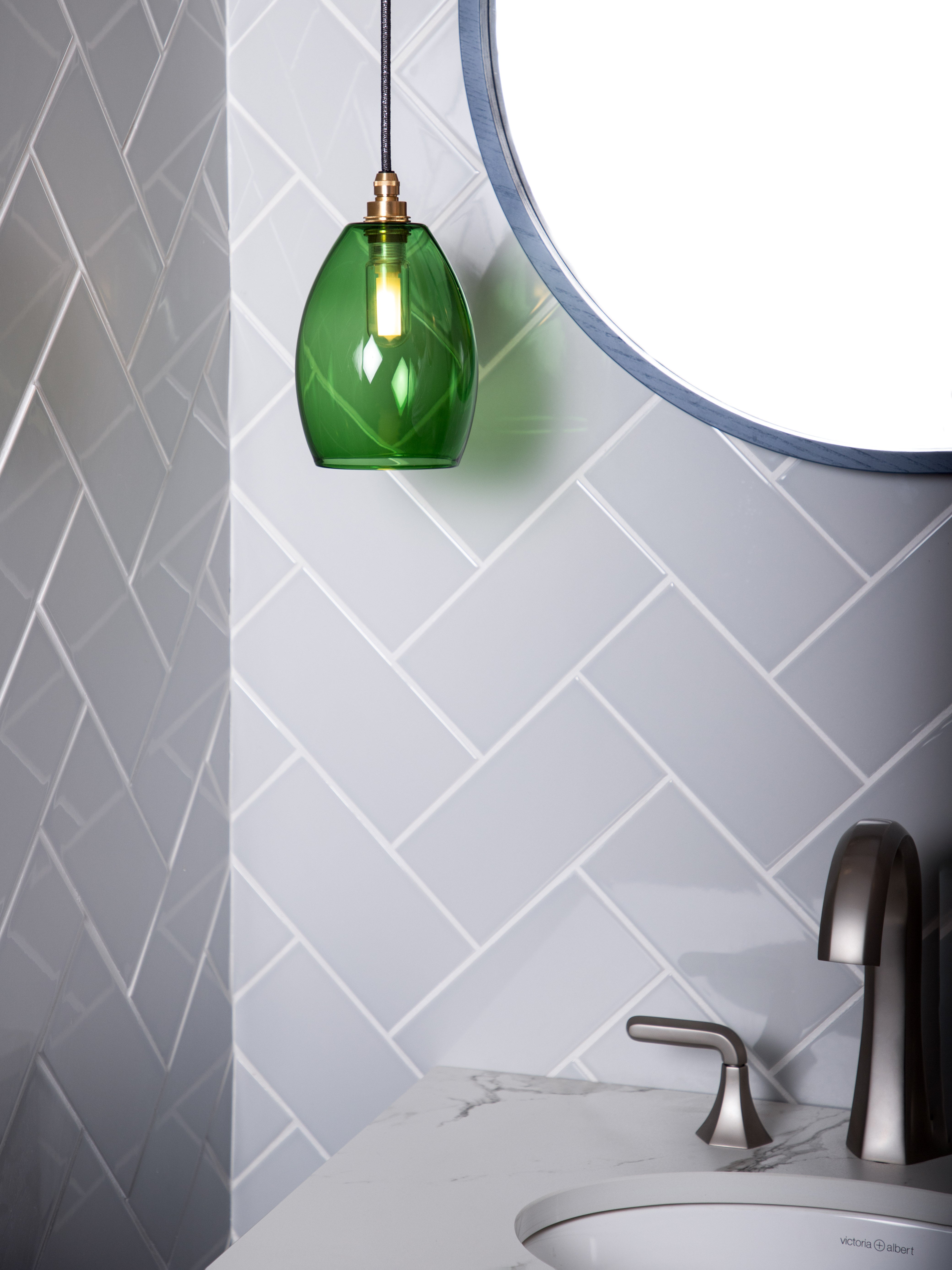 Green Glass Jules Bathroom IP44 Pendant Light – Glow Lighting