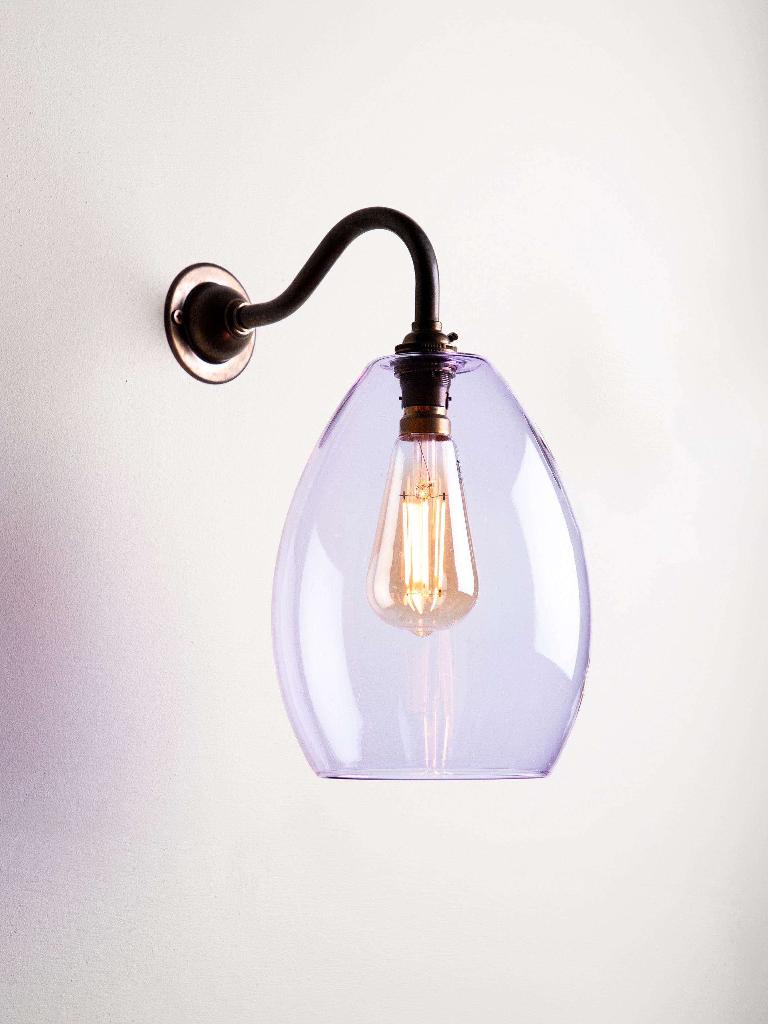 Classic Curved Lilac Glass Jules Wall Light – Glow Lighting