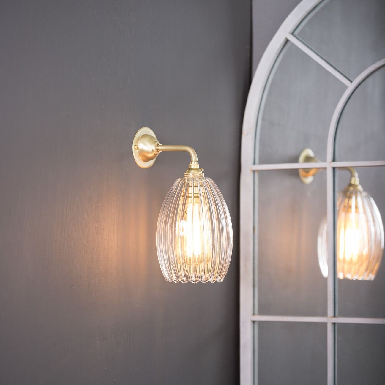 Jules Contemporary Wall Light Ribbed Glass | Handcrafted in Yorkshire ...