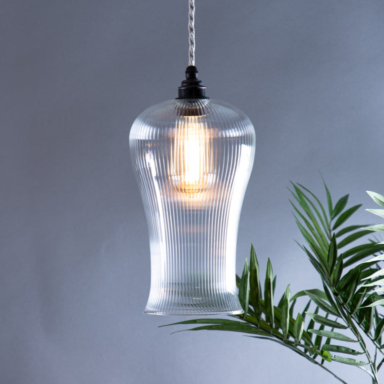 Ned Pendant Light in Fine Ribbed Glass | Handblown UK Lighting – Glow ...