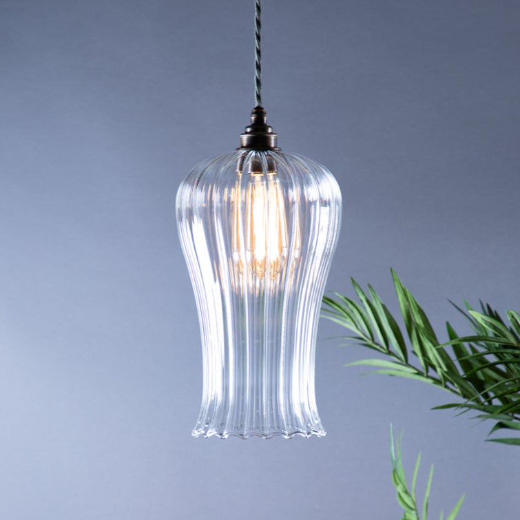 Ned Ribbed Pendant Light – Handblown Glass Lighting | Made in UK – Glow ...