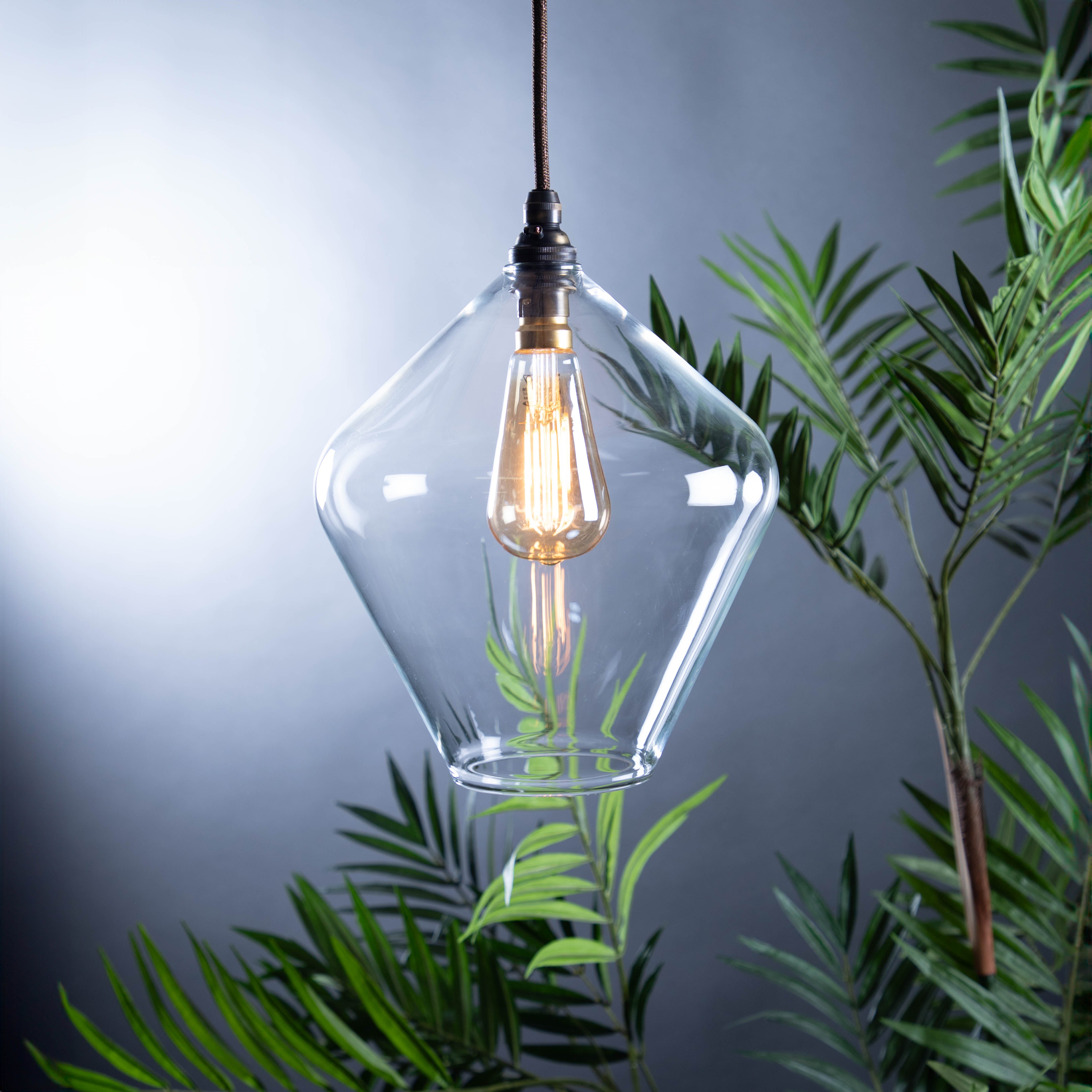 Olive Clear Glass Pendant Light | Handblown in Yorkshire, UK – Glow ...