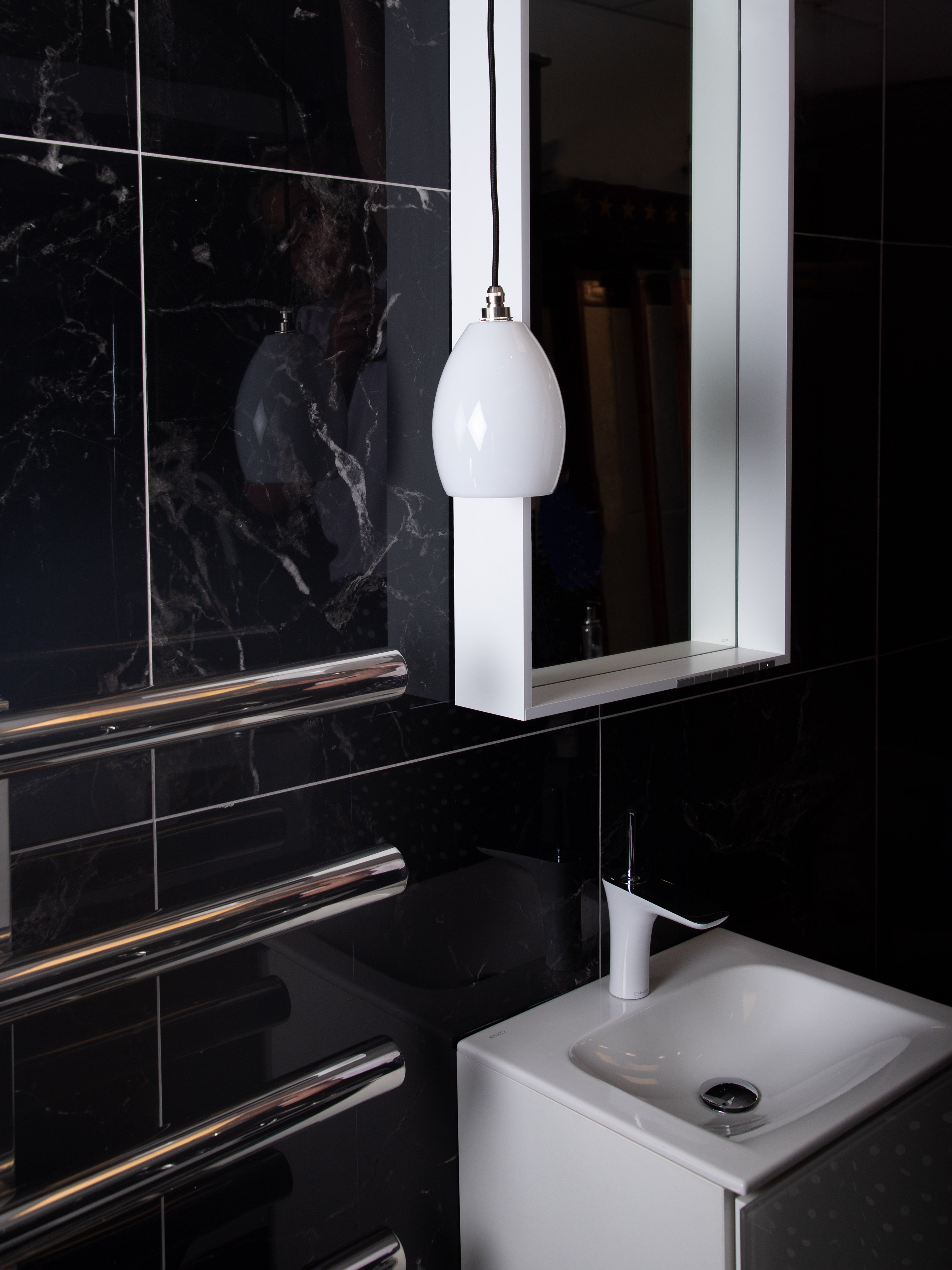 Jules Bathroom Pendant Light | Hand Blown Opal Glass IP44 – Glow Lighting
