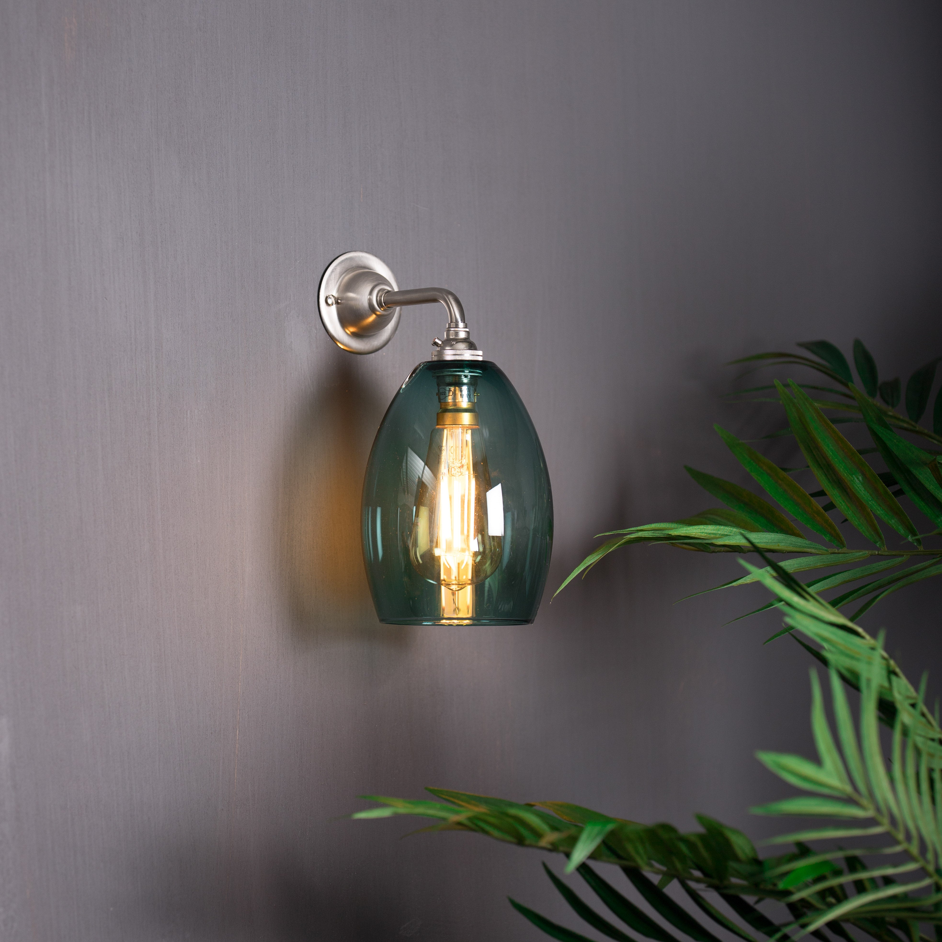 Contemporary Teal Glass Jules Wall Light | Handcrafted in Yorkshire ...