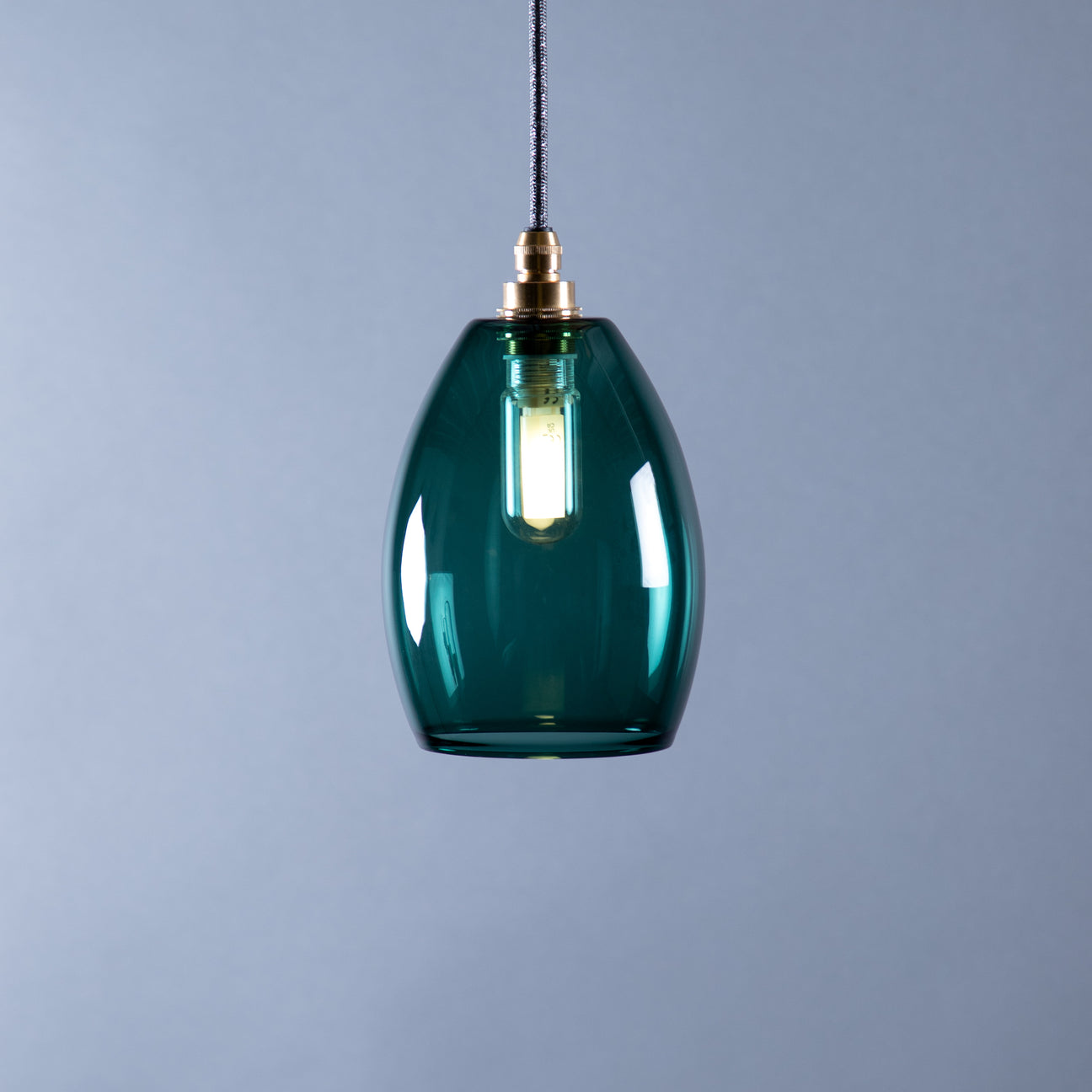 Jules Bathroom Pendant | Hand Blown Teal Glass Light IP44 – Glow Lighting