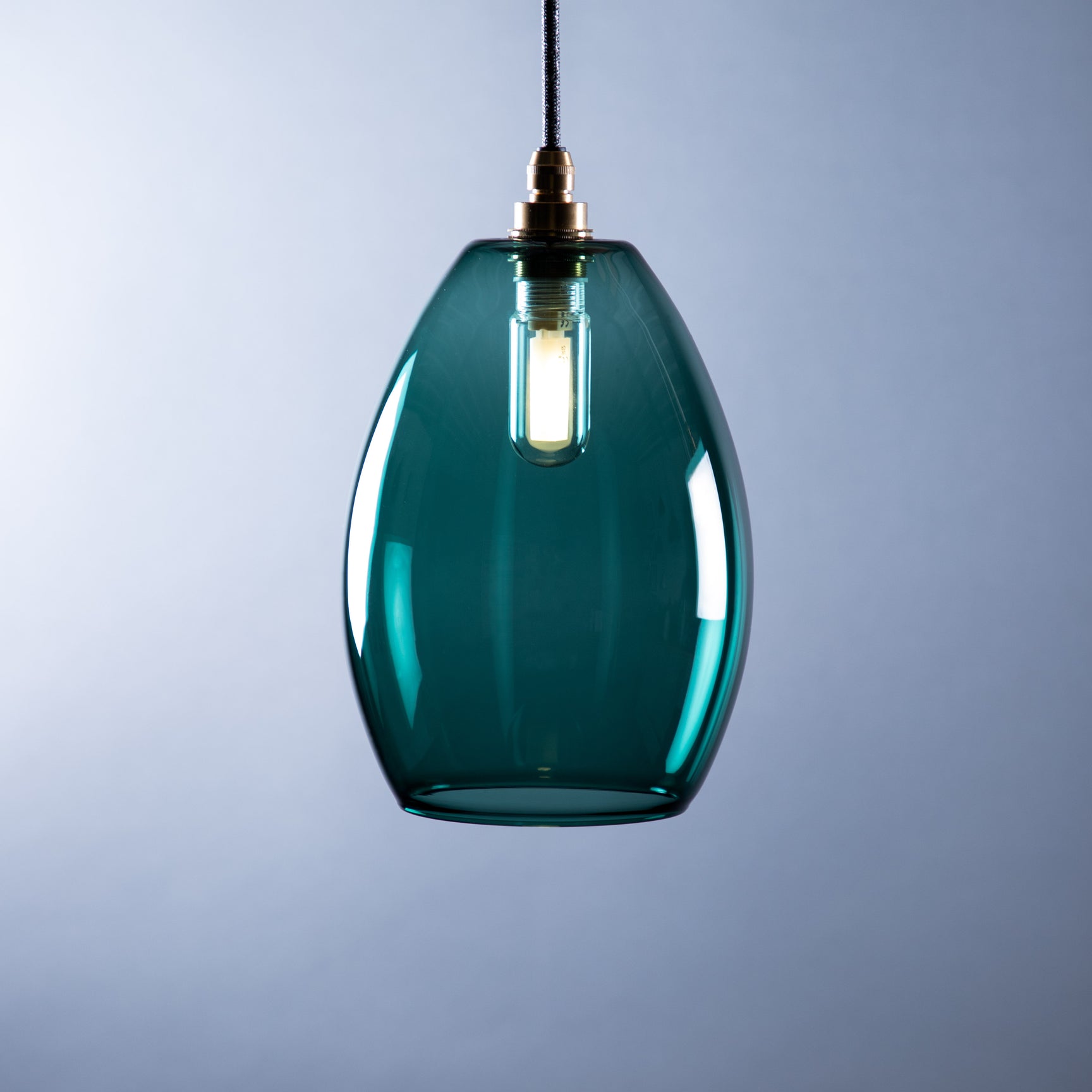 Jules Bathroom Pendant | Hand Blown Teal Glass Light IP44 – Glow Lighting