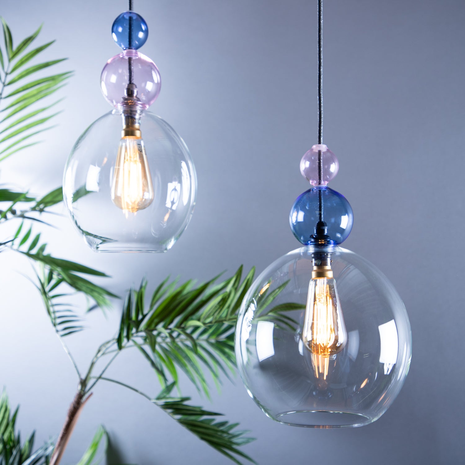 Wanda Signature Pendant | UK made Clear Glass with Colour Detail – Glow ...