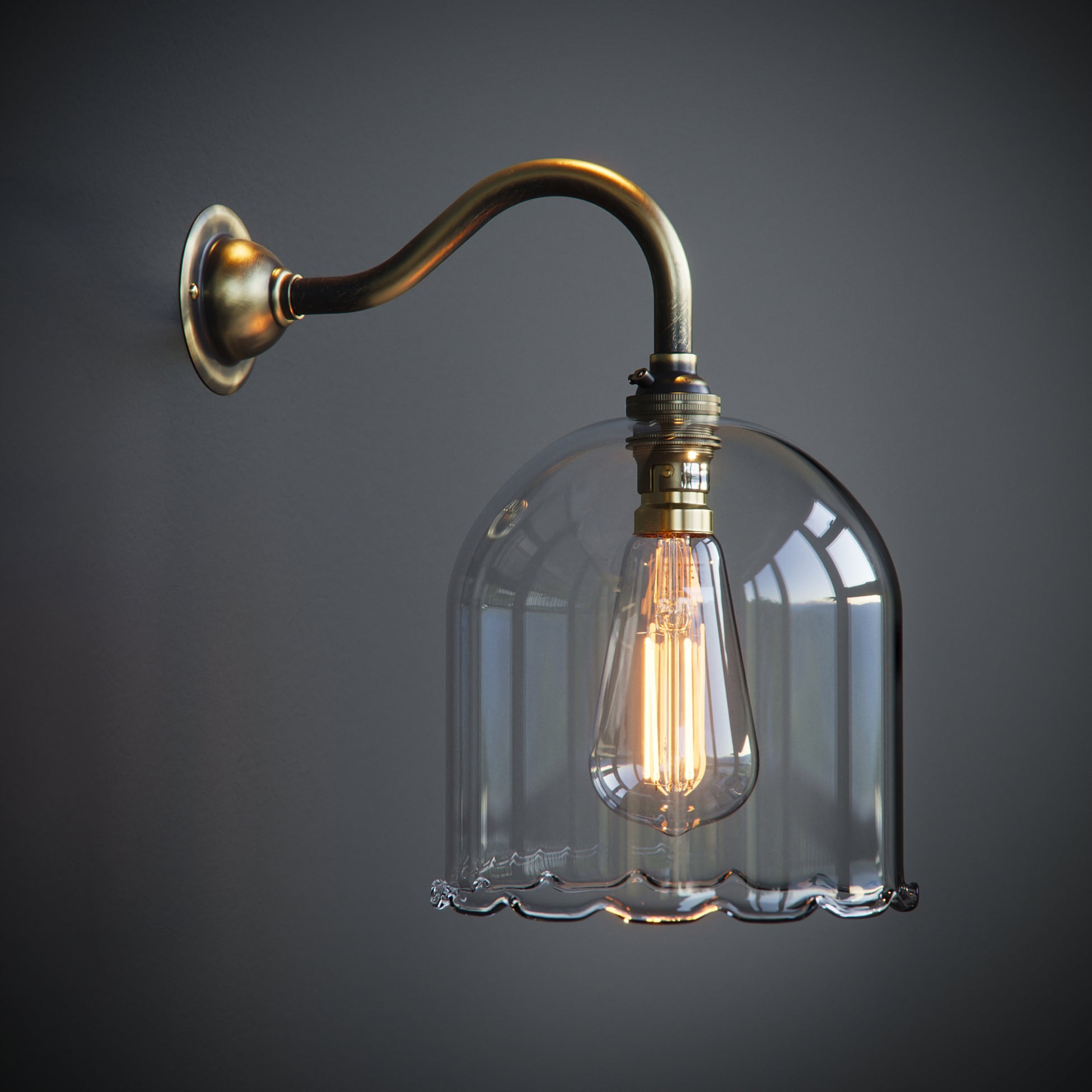 Classic Curved Frilled Frieda Clear Glass Wall Light – Glow Lighting