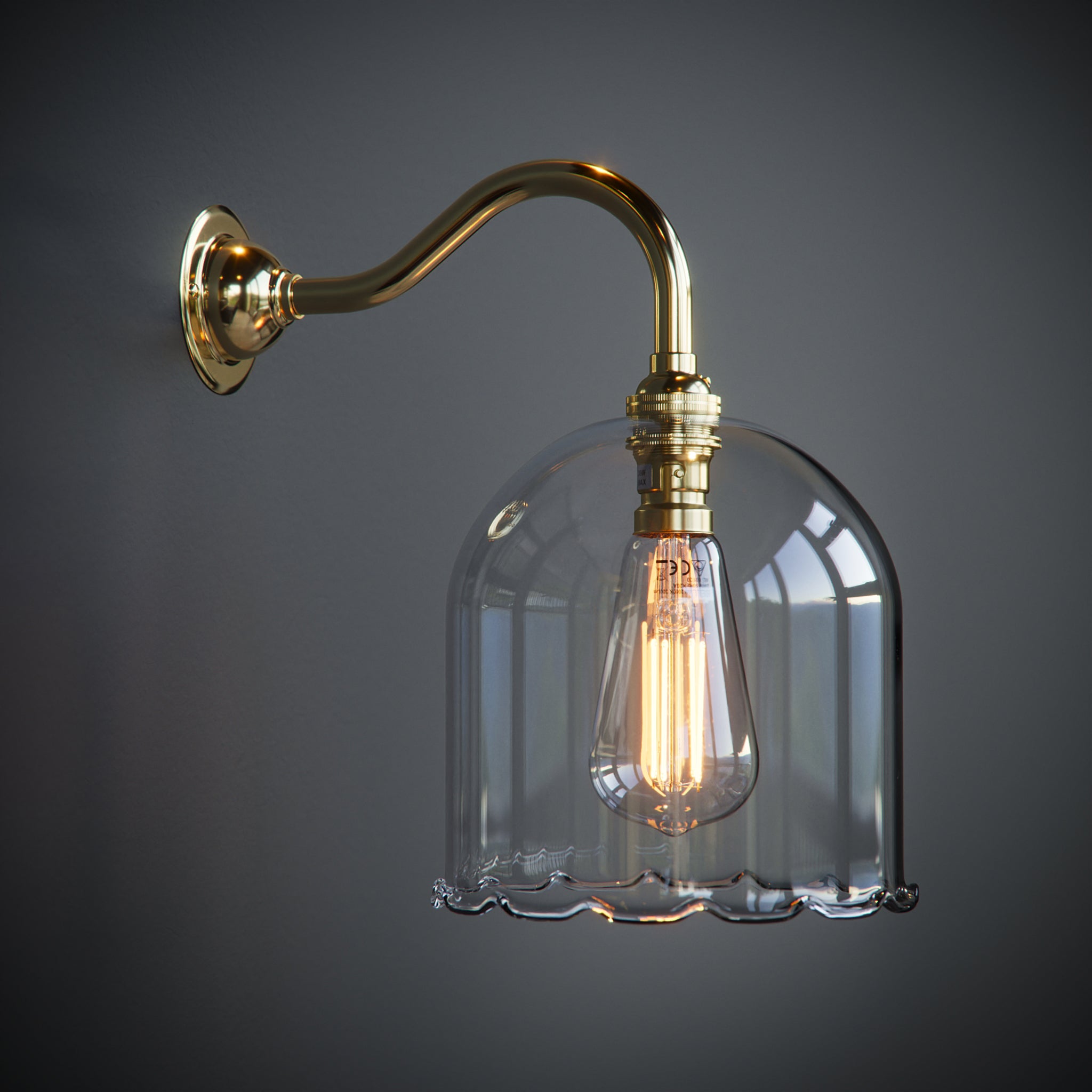Classic Curved Frilled Frieda Clear Glass Wall Light – Glow Lighting