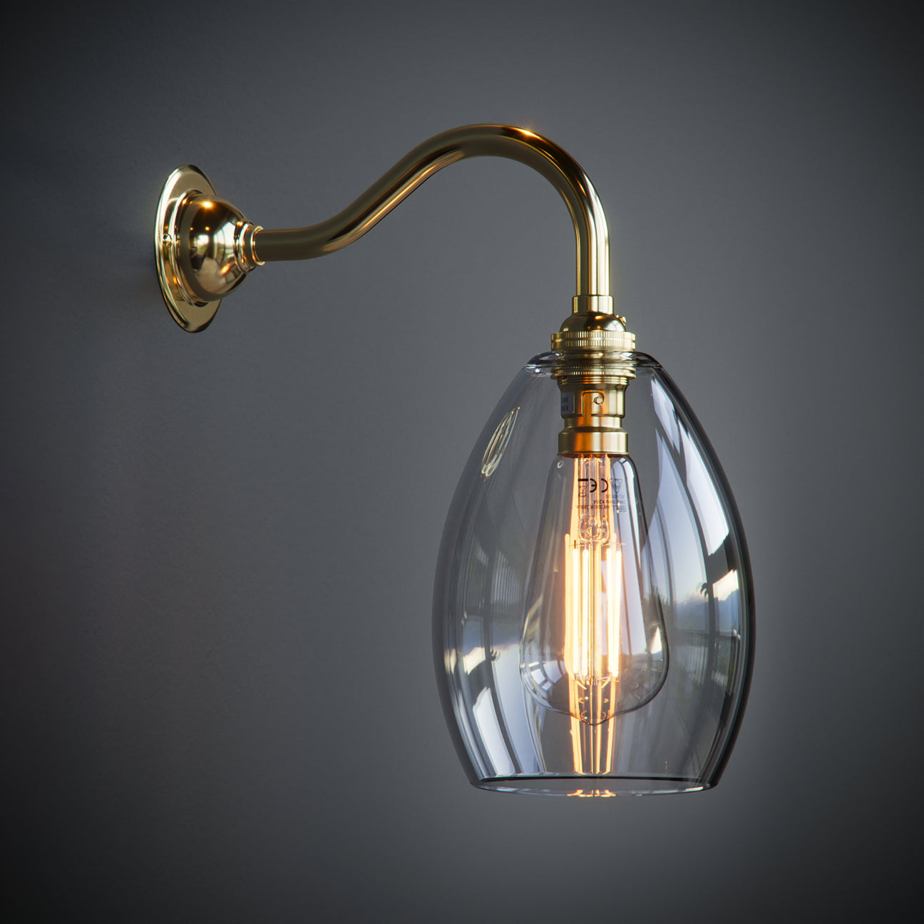 Classic Curved Arm Clear Glass Jules Wall Light – Glow Lighting