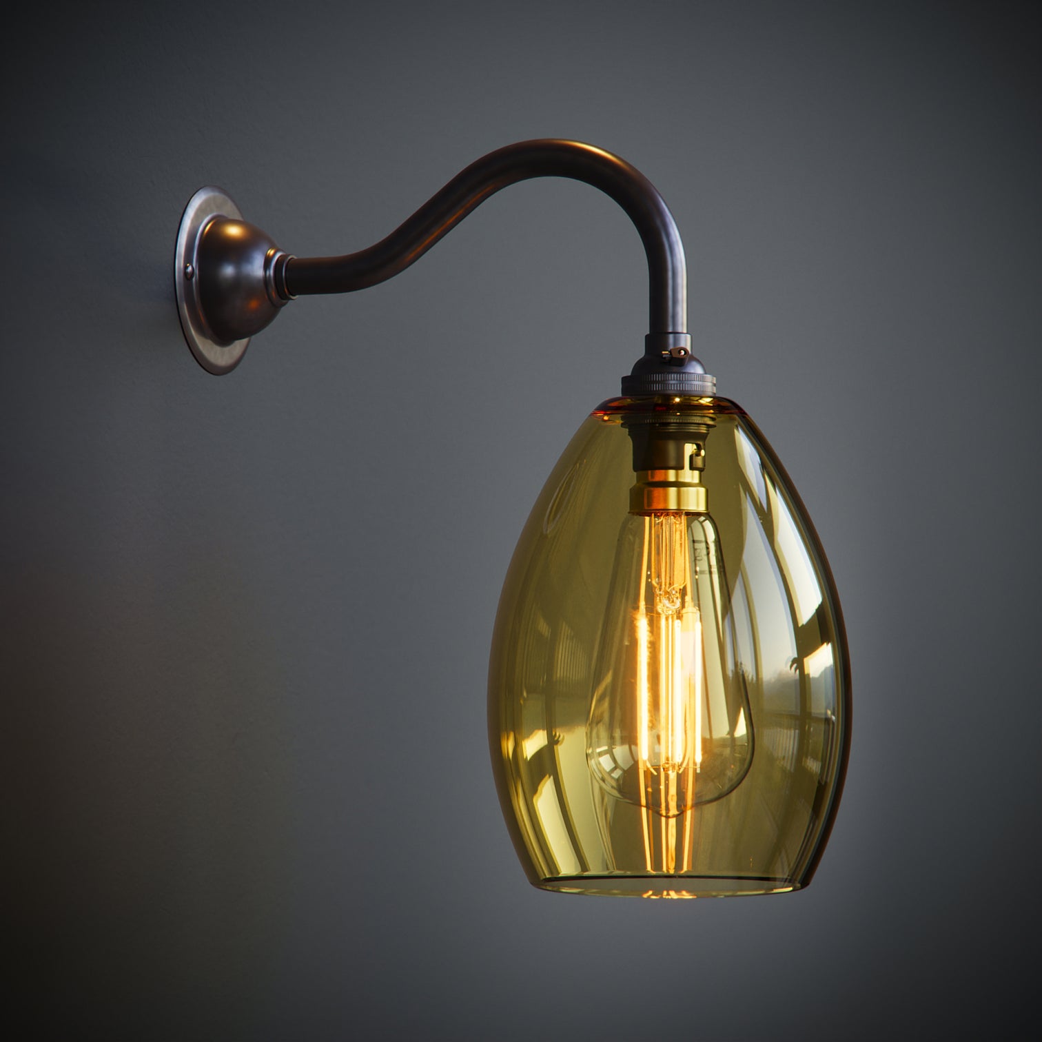 Classic Curved Yellow Glass Jules Wall Light – Glow Lighting
