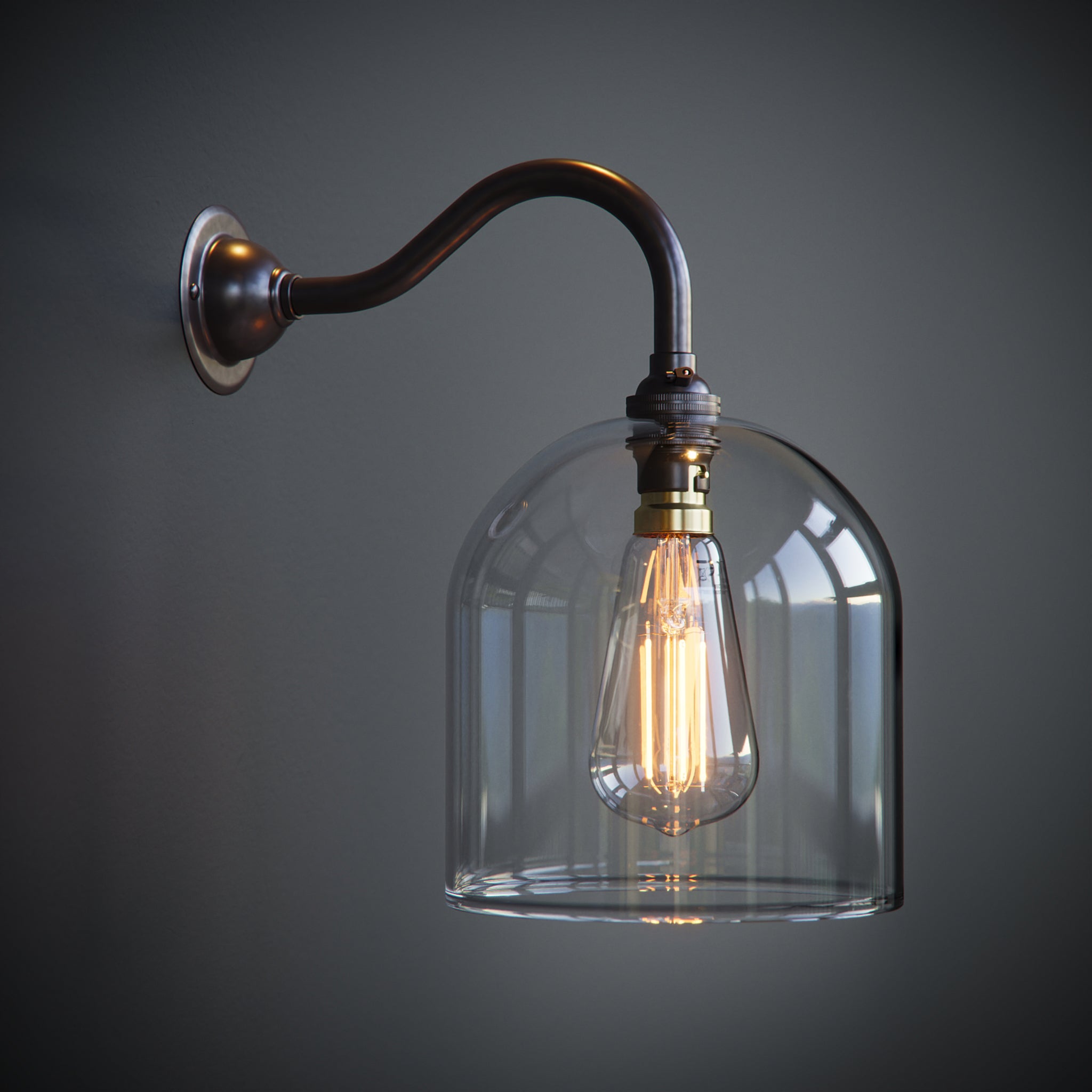 Classic Curved Frieda Straight Edge Clear Glass Wall Light – Glow Lighting
