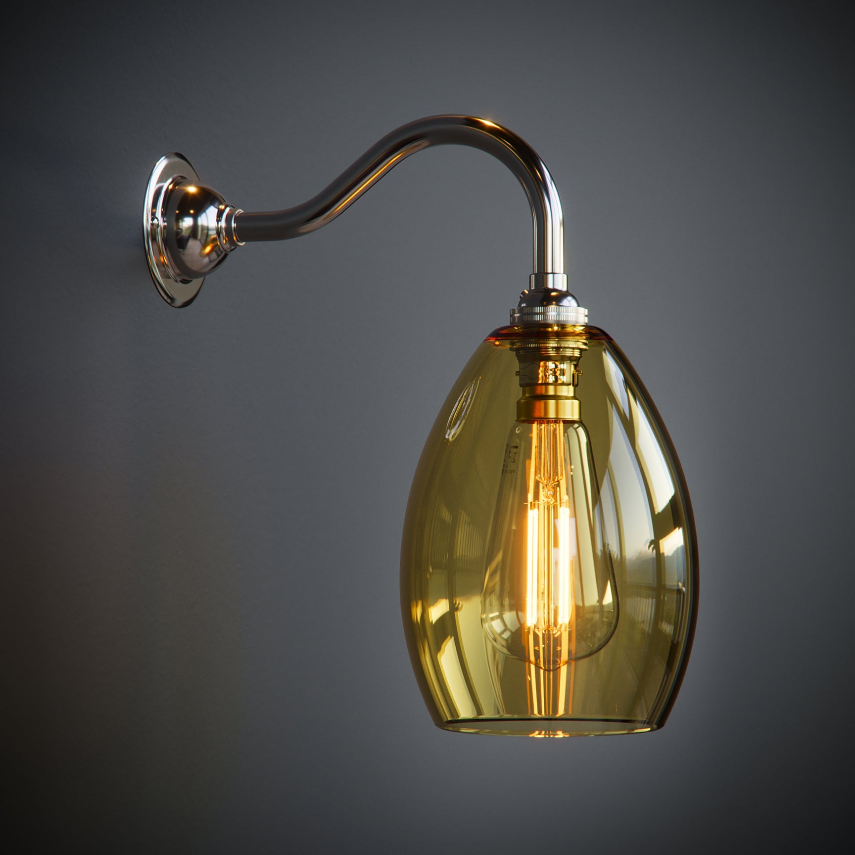 Classic Curved Yellow Glass Jules Wall Light – Glow Lighting