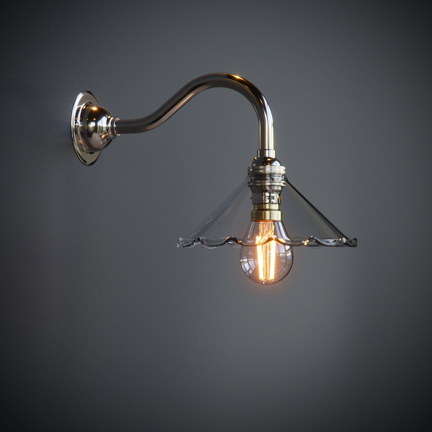Classic Curved Florrie Frilled Coolie Glass Wall Light – Glow Lighting