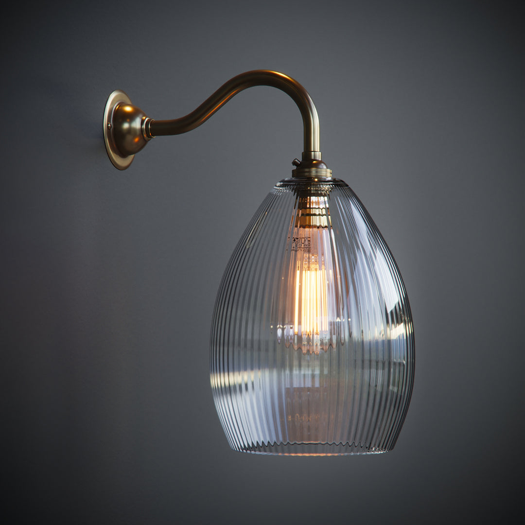 Classic Curved Jules Fine Ribbed Glass Wall Light – Glow Lighting