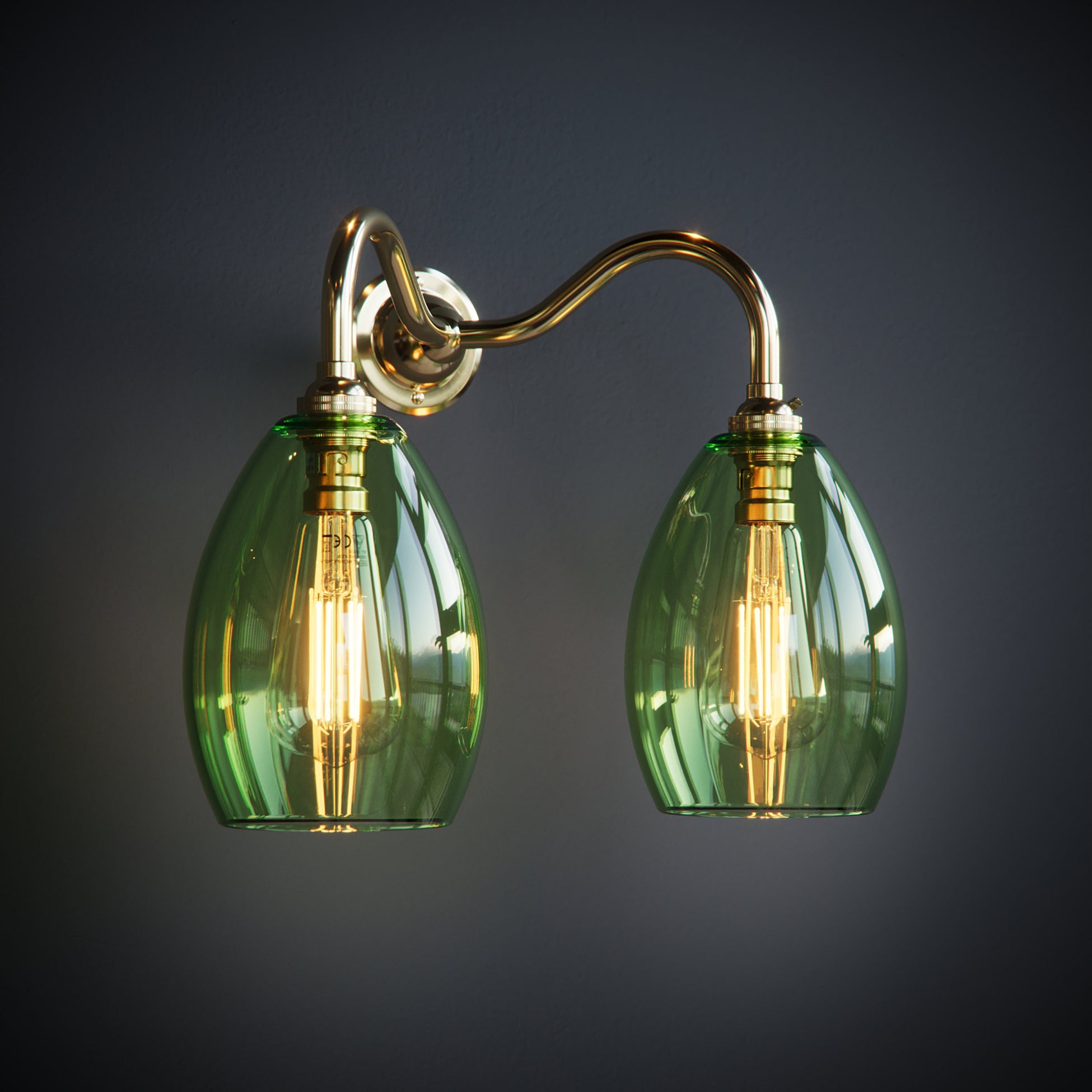 Jules Double Wall Light Lime Green Glass | Made in UK – Glow Lighting