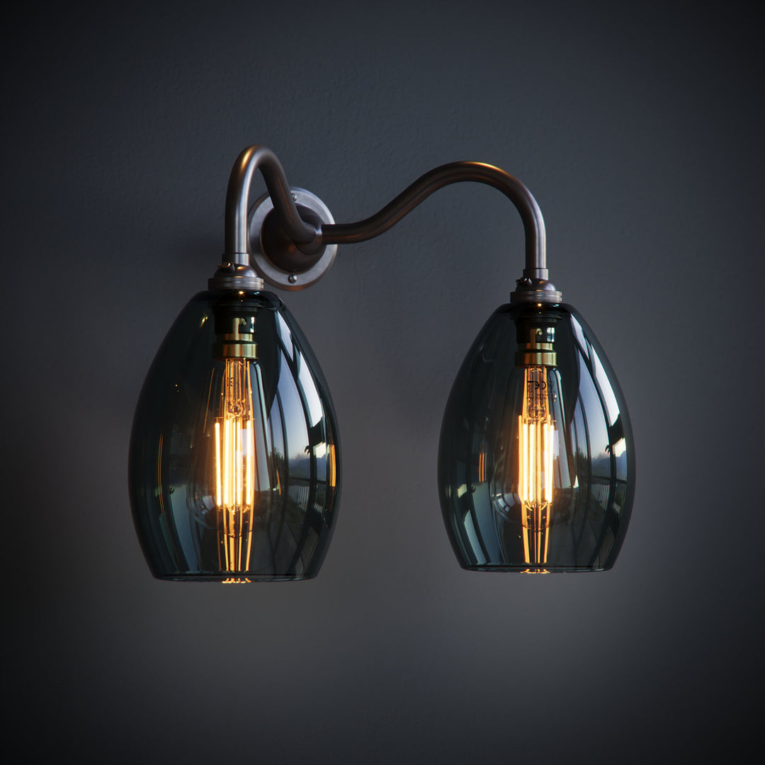 Jules Double Wall Light Smoke Glass – Glow Lighting