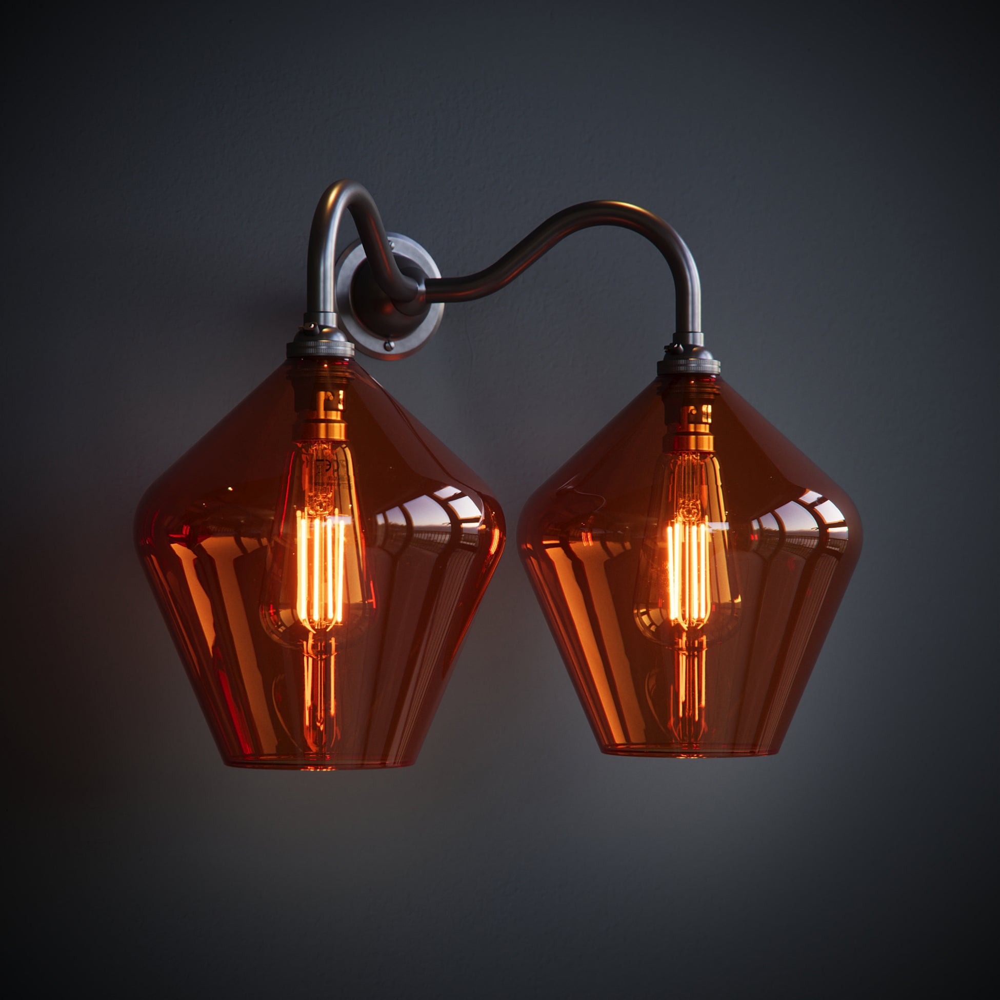 Olive Double Wall Light Coloured Glass – Glow Lighting