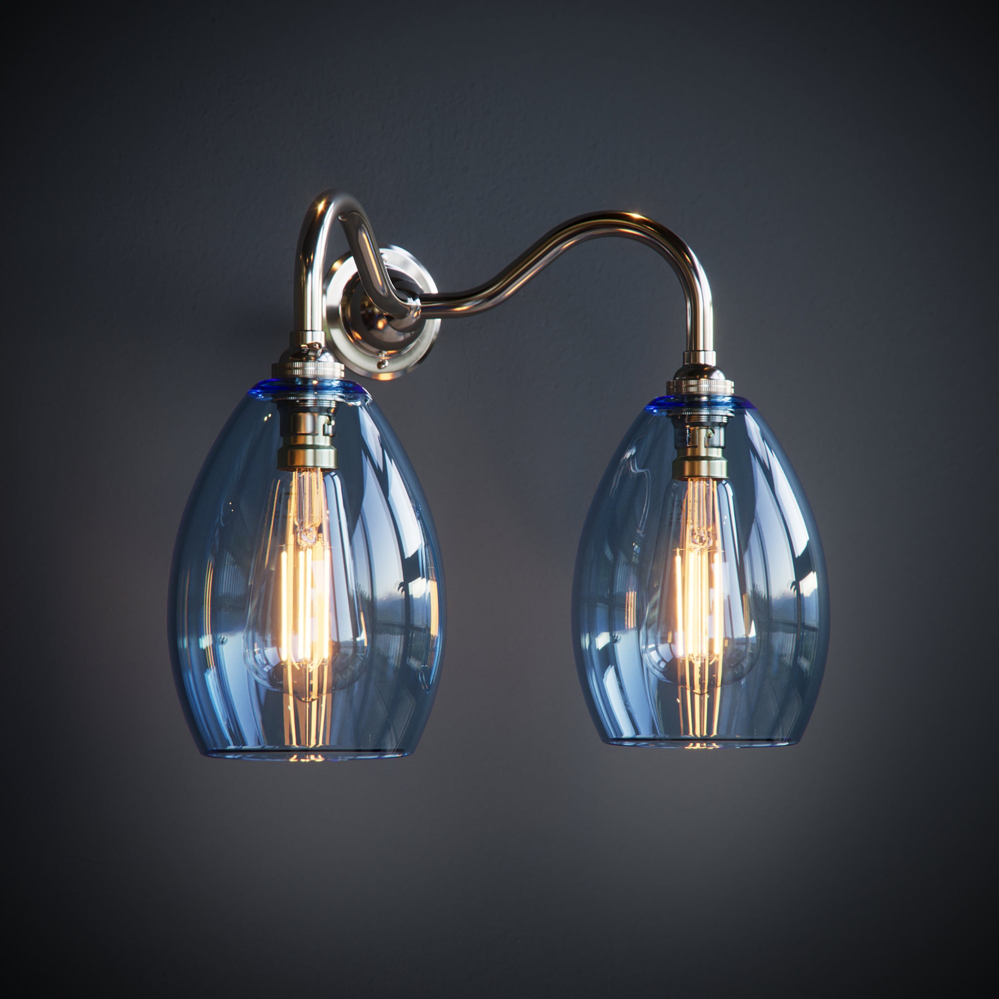 Jules Pale Blue Glass Double Wall Lights | Handmade UK Lighting – Glow ...