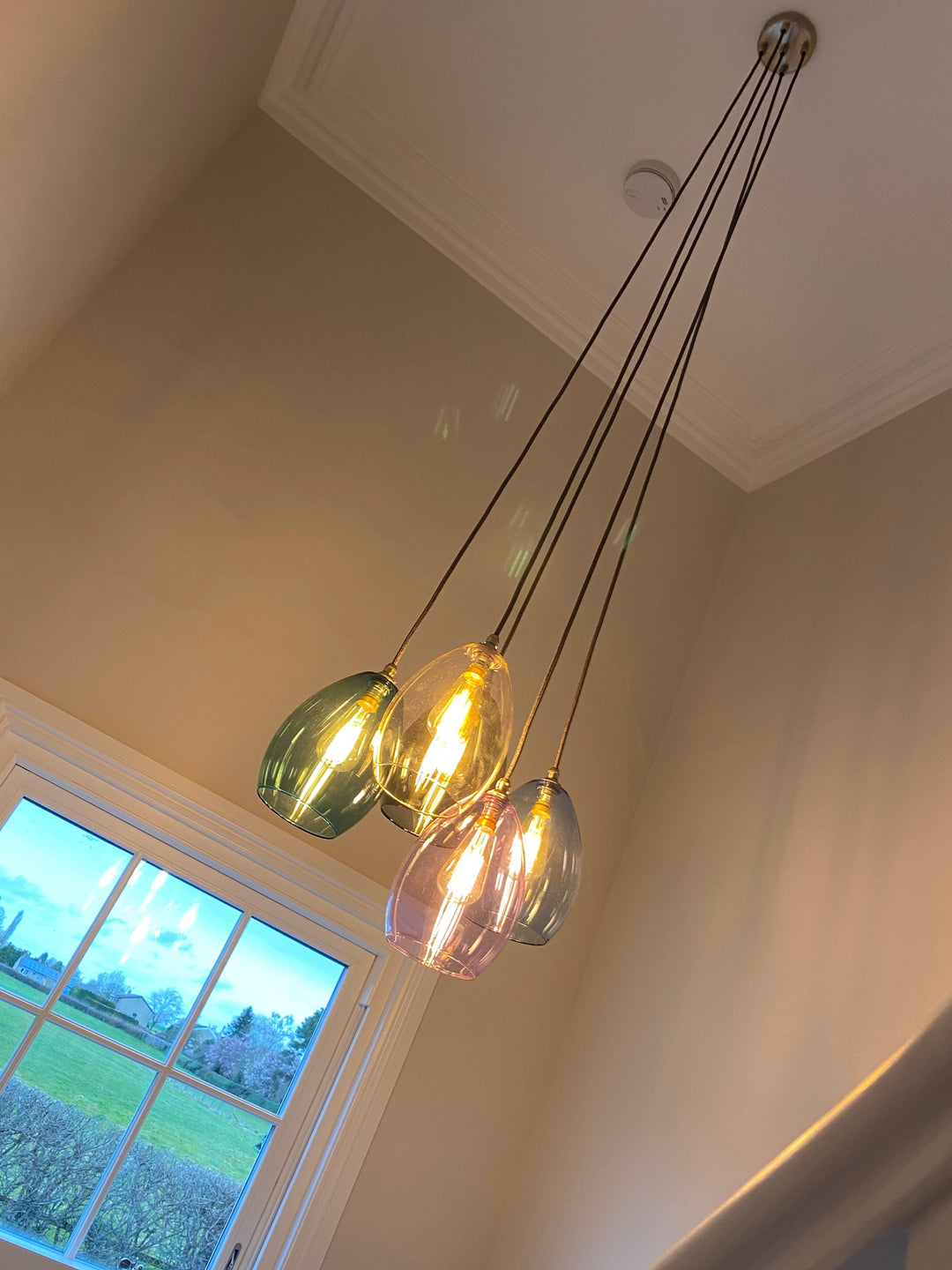 Jules 5-Way Coloured Glass Cluster Pendant Light | UK Made | Glow ...