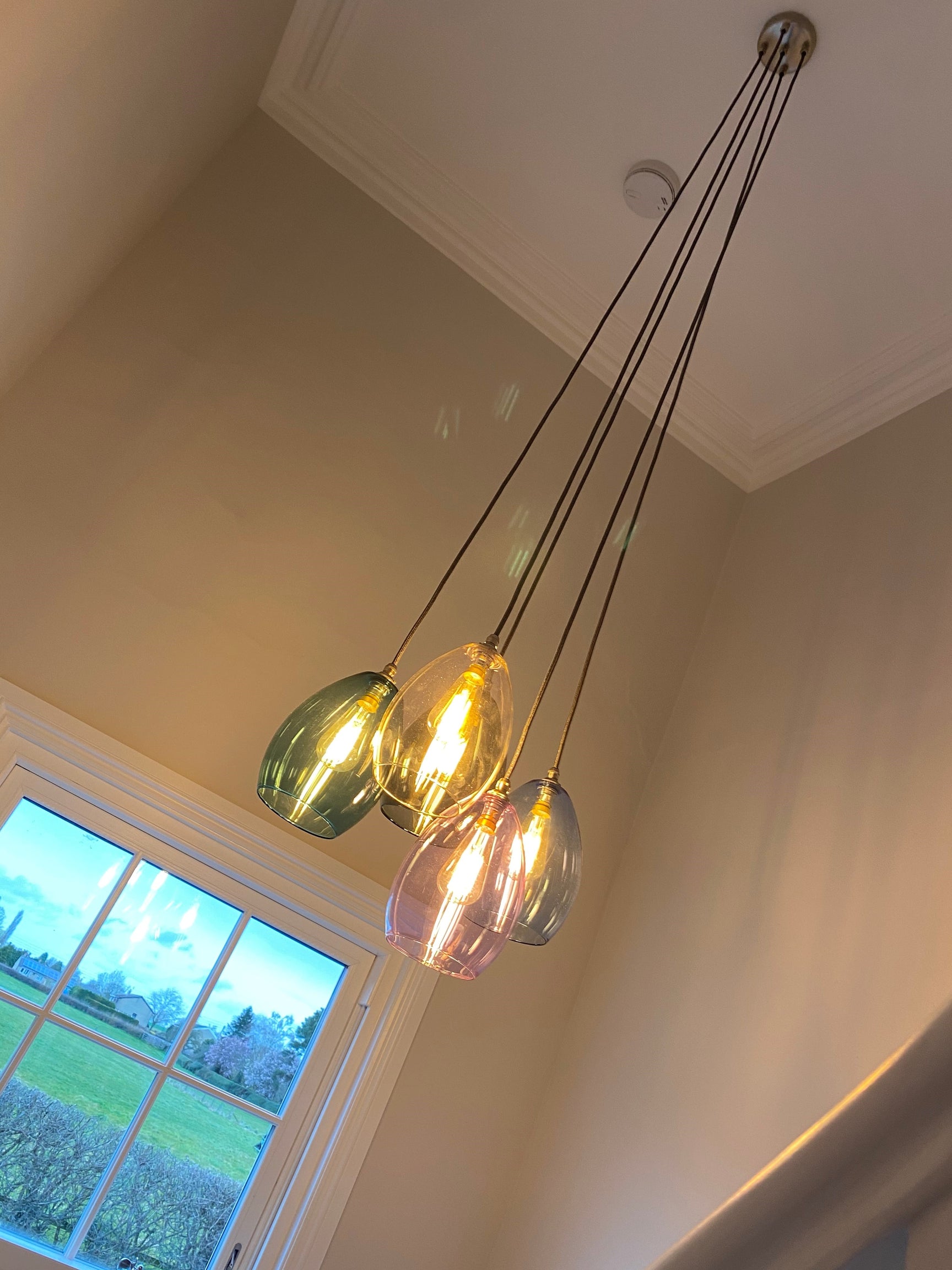 Jules 5-Way Coloured Glass Cluster Pendant Light | UK Made | Glow ...
