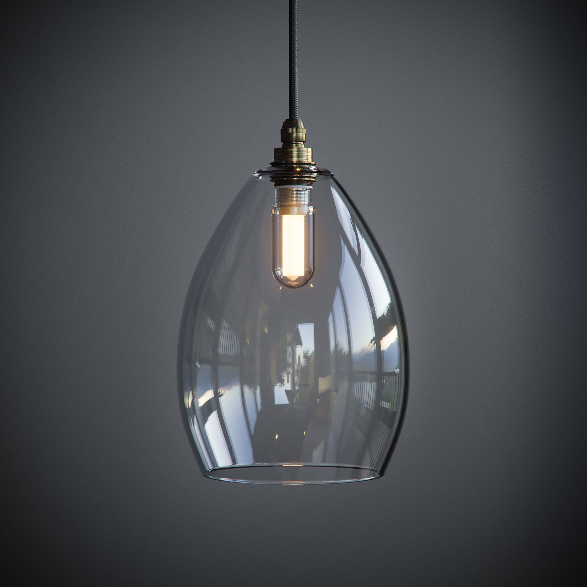 Jules Bathroom Pendant | Hand Blown Clear Glass IP44 – Glow Lighting