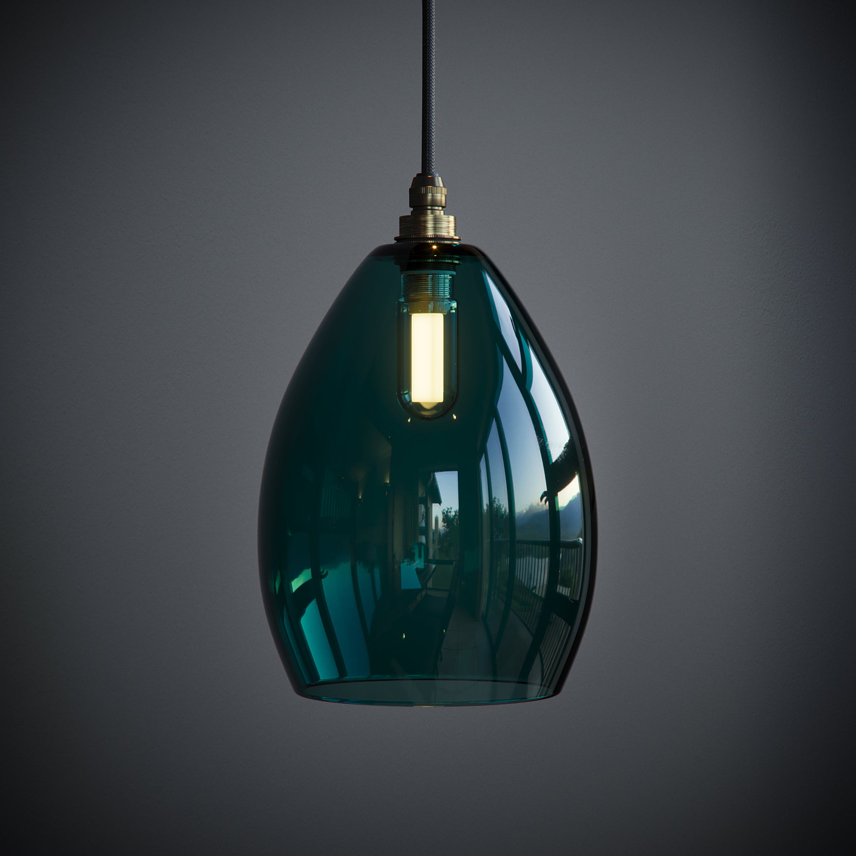 Jules Bathroom Pendant | Hand Blown Teal Glass Light IP44 – Glow Lighting