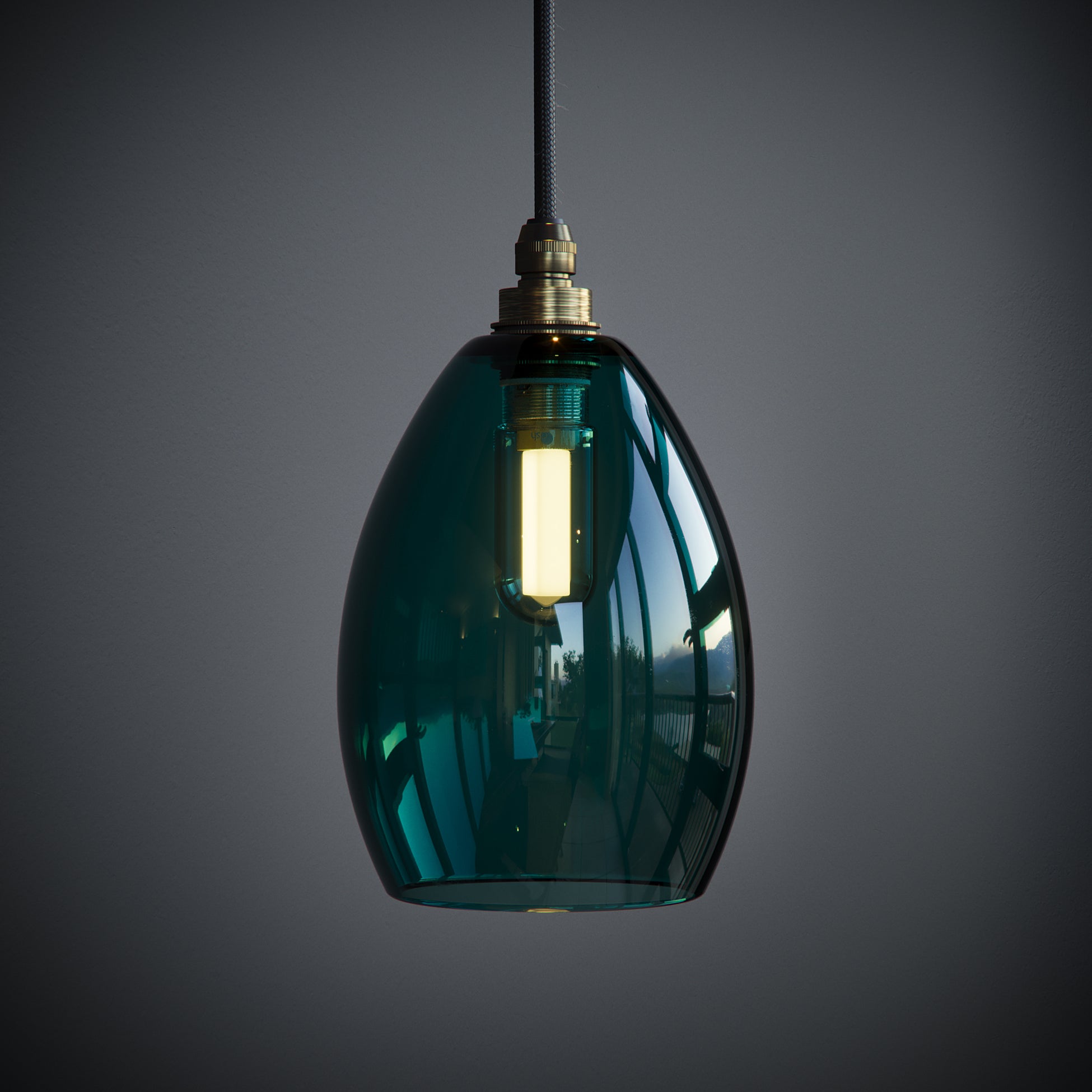 Jules Bathroom Pendant | Hand Blown Teal Glass Light IP44 – Glow Lighting