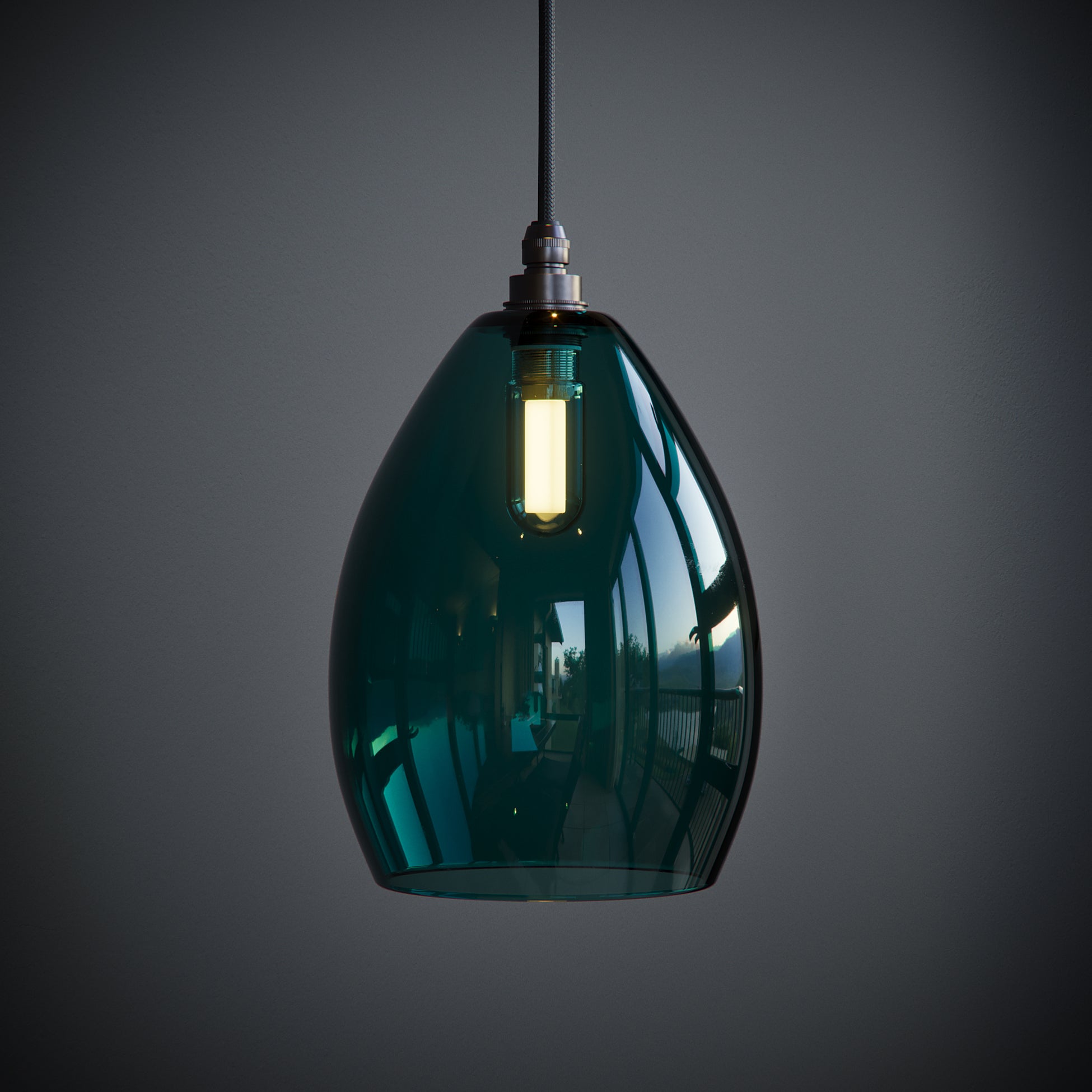 Jules Bathroom Pendant | Hand Blown Teal Glass Light IP44 – Glow Lighting