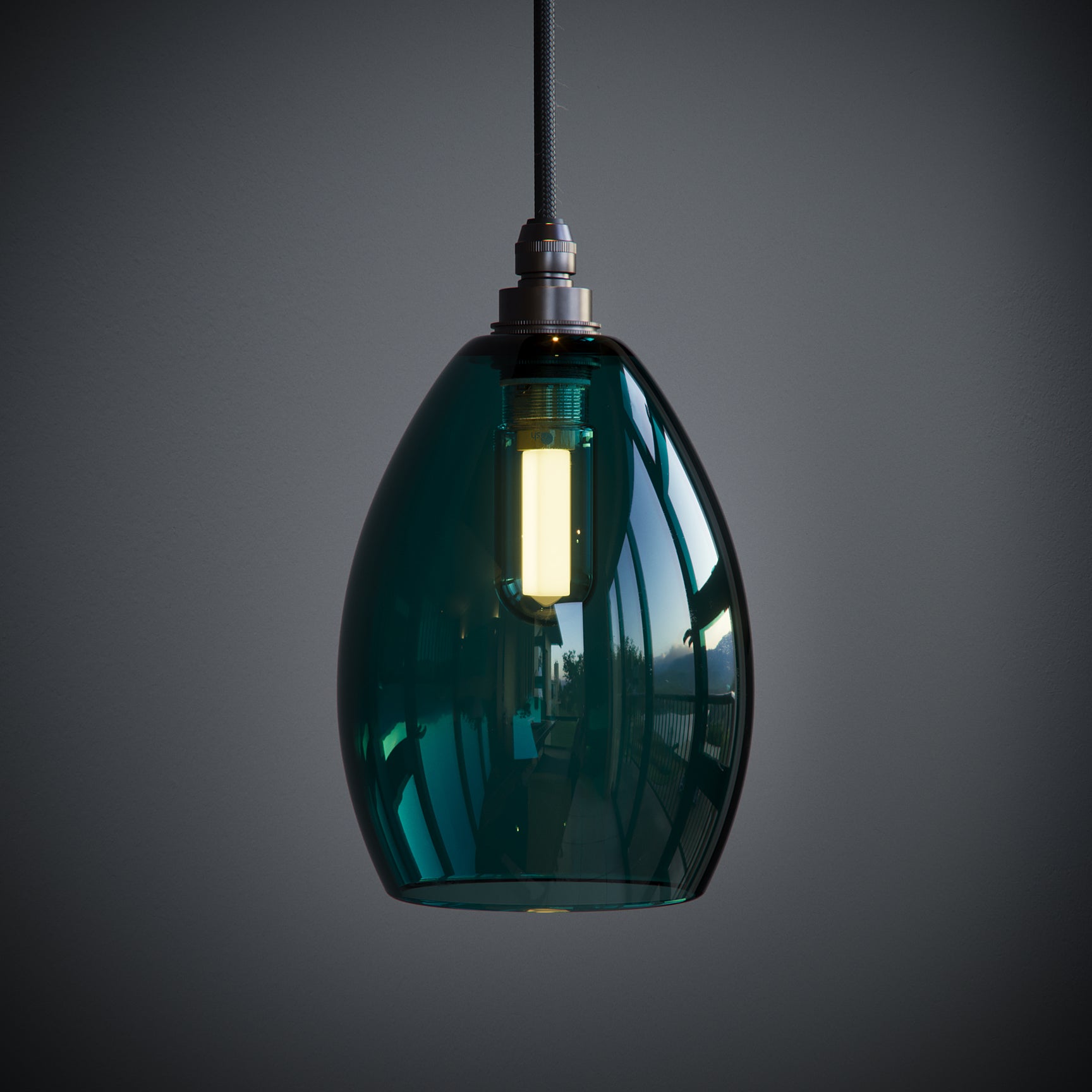 Jules Bathroom Pendant | Hand Blown Teal Glass Light IP44 – Glow Lighting