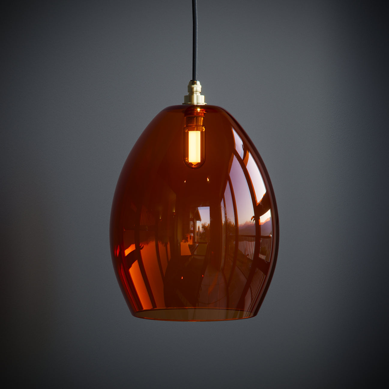 Jules Bathroom Pendant | Hand Blown Amber Glass Light IP44 – Glow Lighting