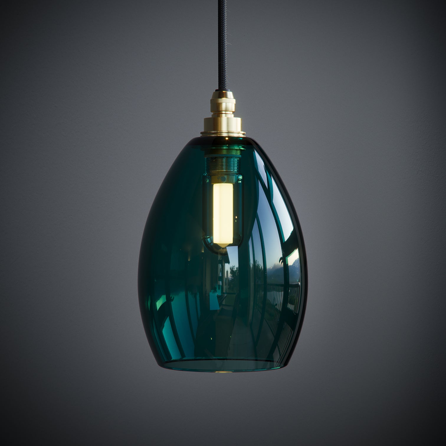 Jules Bathroom Pendant | Hand Blown Teal Glass Light IP44 – Glow Lighting