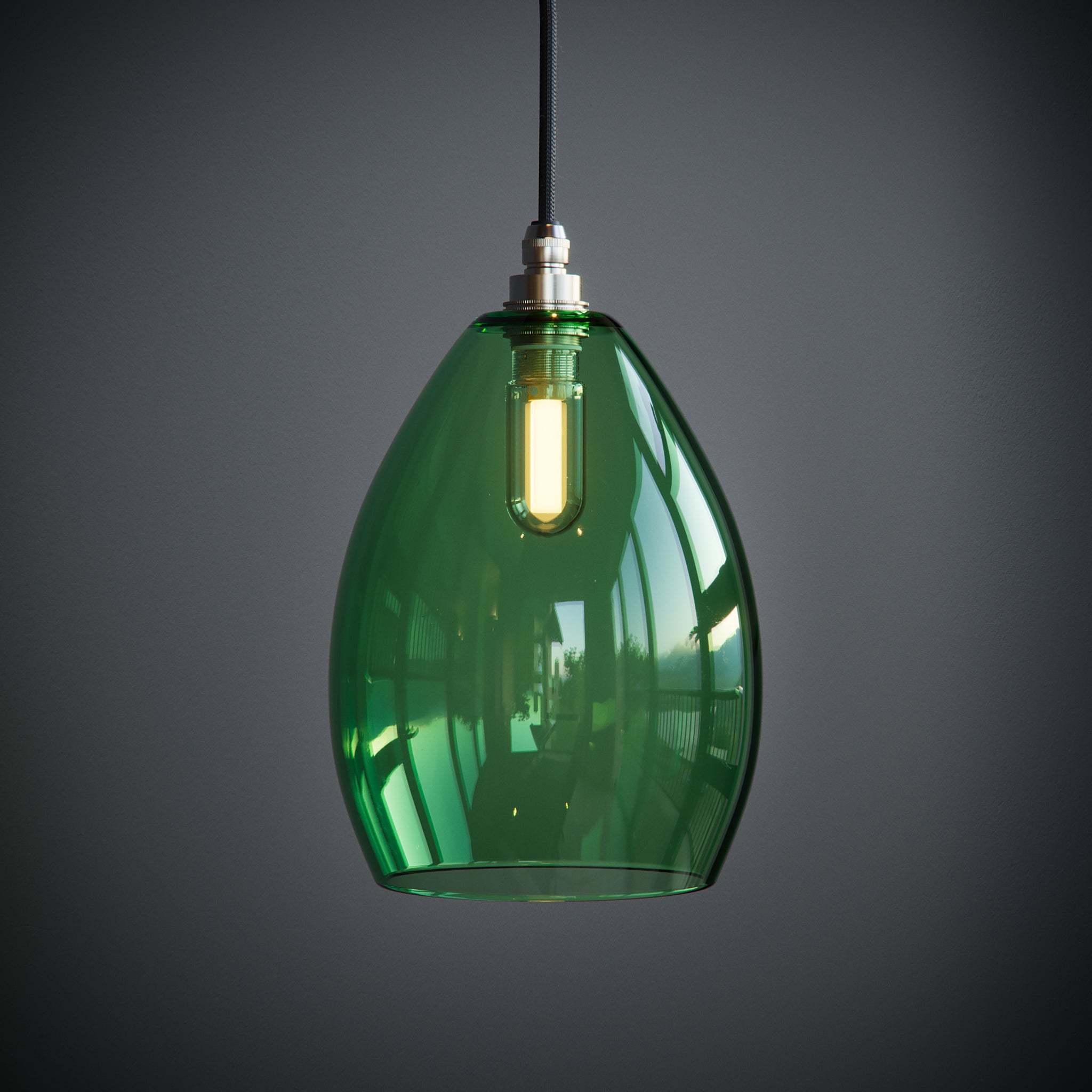 Jules Bathroom Pendant | Hand Blown Green Glass Light IP44 – Glow Lighting