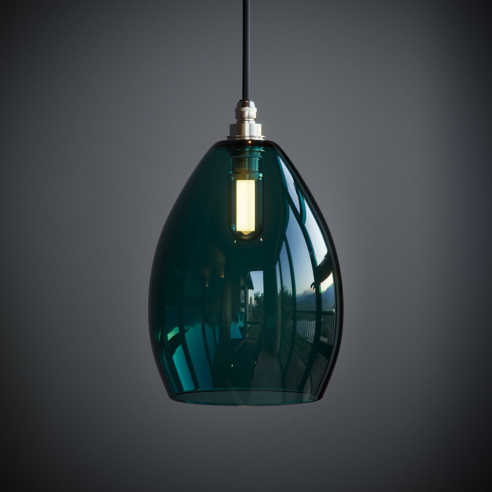 Jules Bathroom Pendant | Hand Blown Teal Glass Light IP44 – Glow Lighting