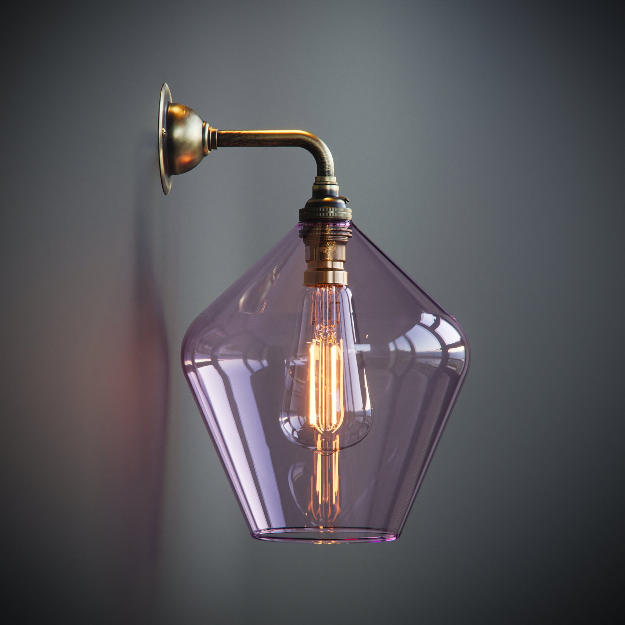 Contemporary Olive Pink Coloured Glass Wall Light | Made in UK – Glow ...