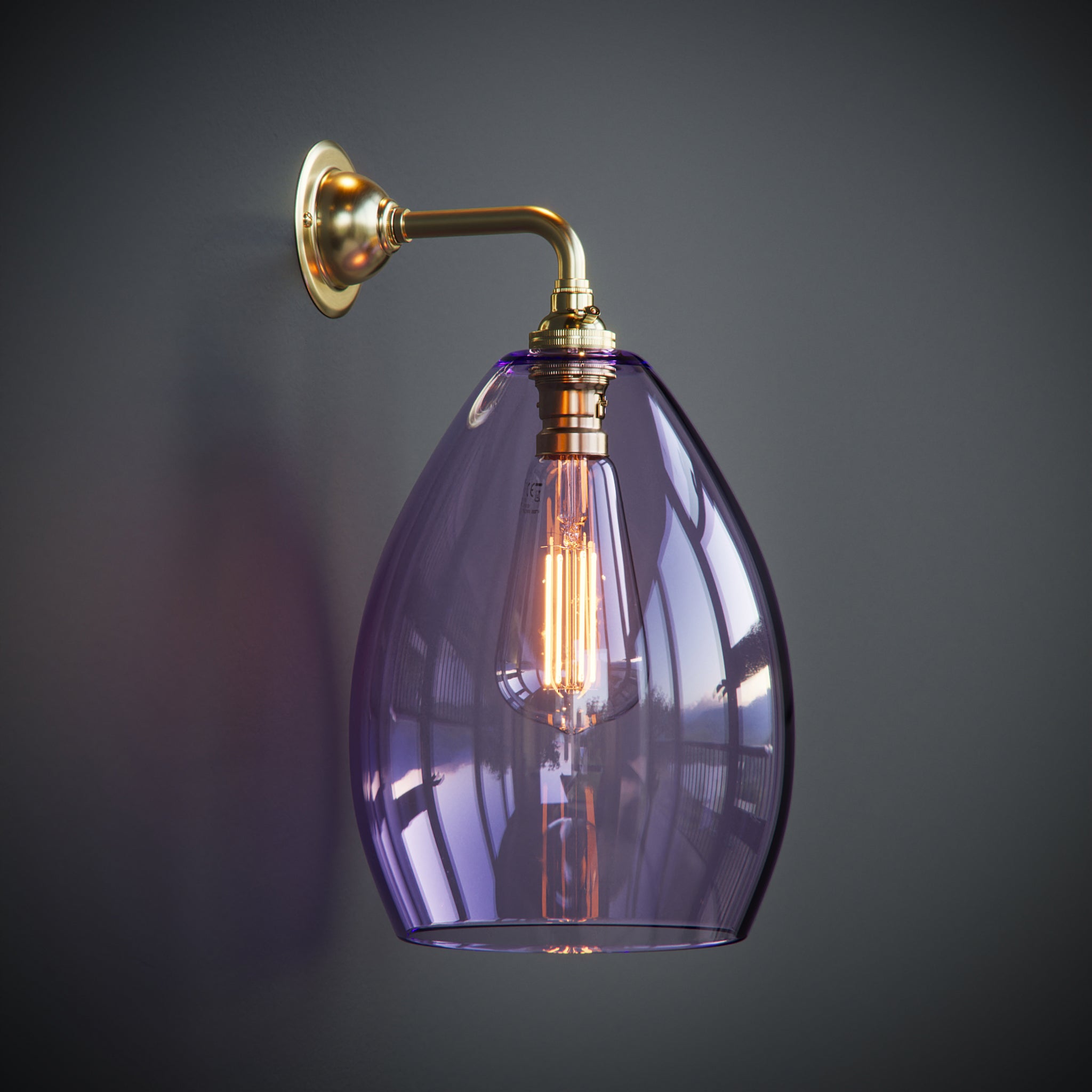 Contemporary Lilac Glass Jules Wall Light | Handcrafted in Yorkshire ...