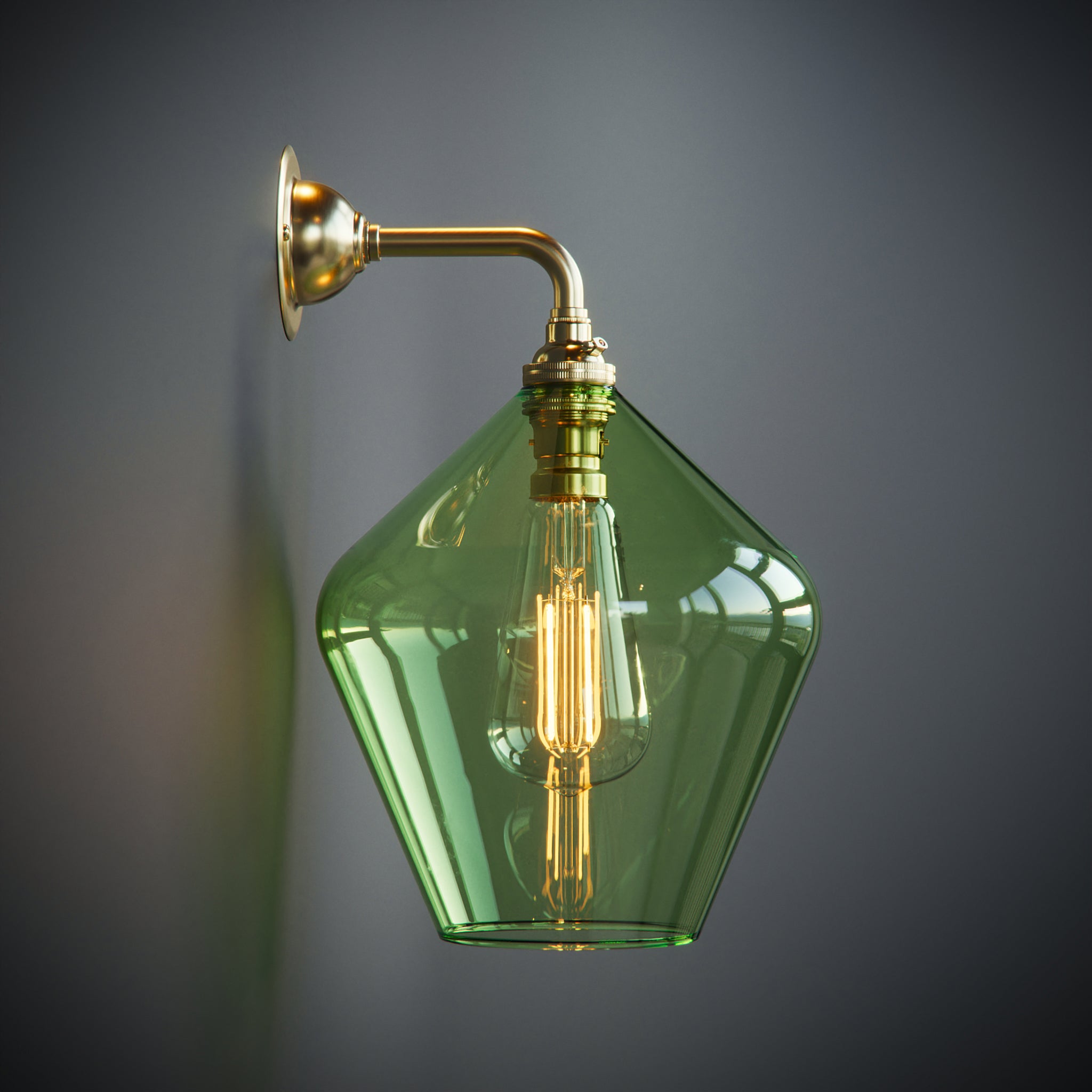 Contemporary Olive Lime Green Coloured Glass Wall Light | Made in UK ...