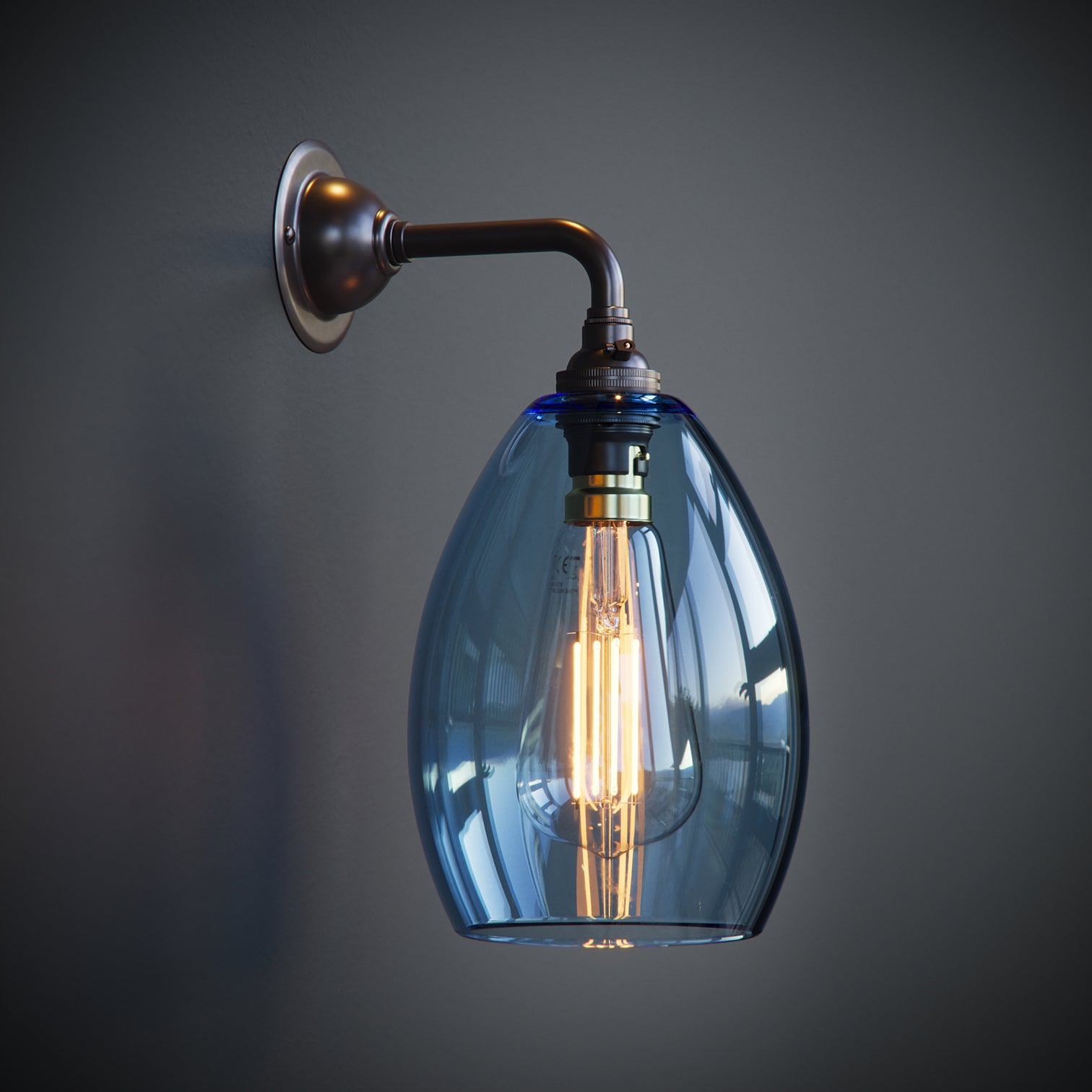Contemporary Pale Blue Glass Jules Wall Light | Handcrafted in ...