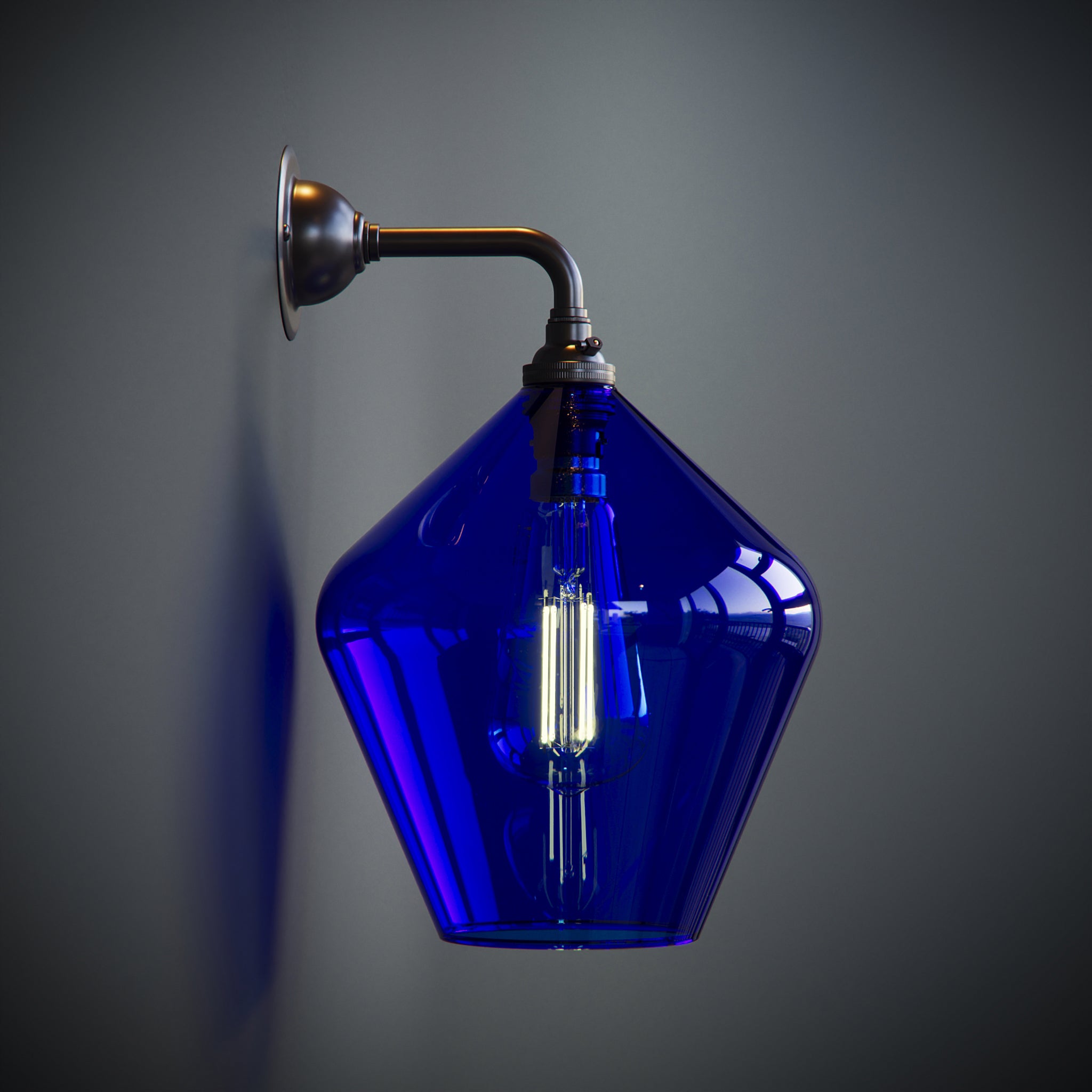 Contemporary Olive Dark Blue Coloured Glass Wall Light | Made in UK ...