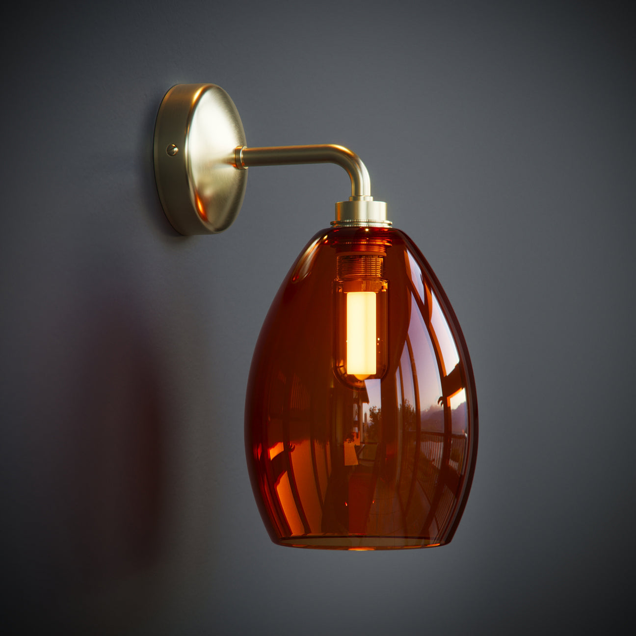 Jules Amber Bathroom Wall Light | Handblown Glass Shade – Glow Lighting