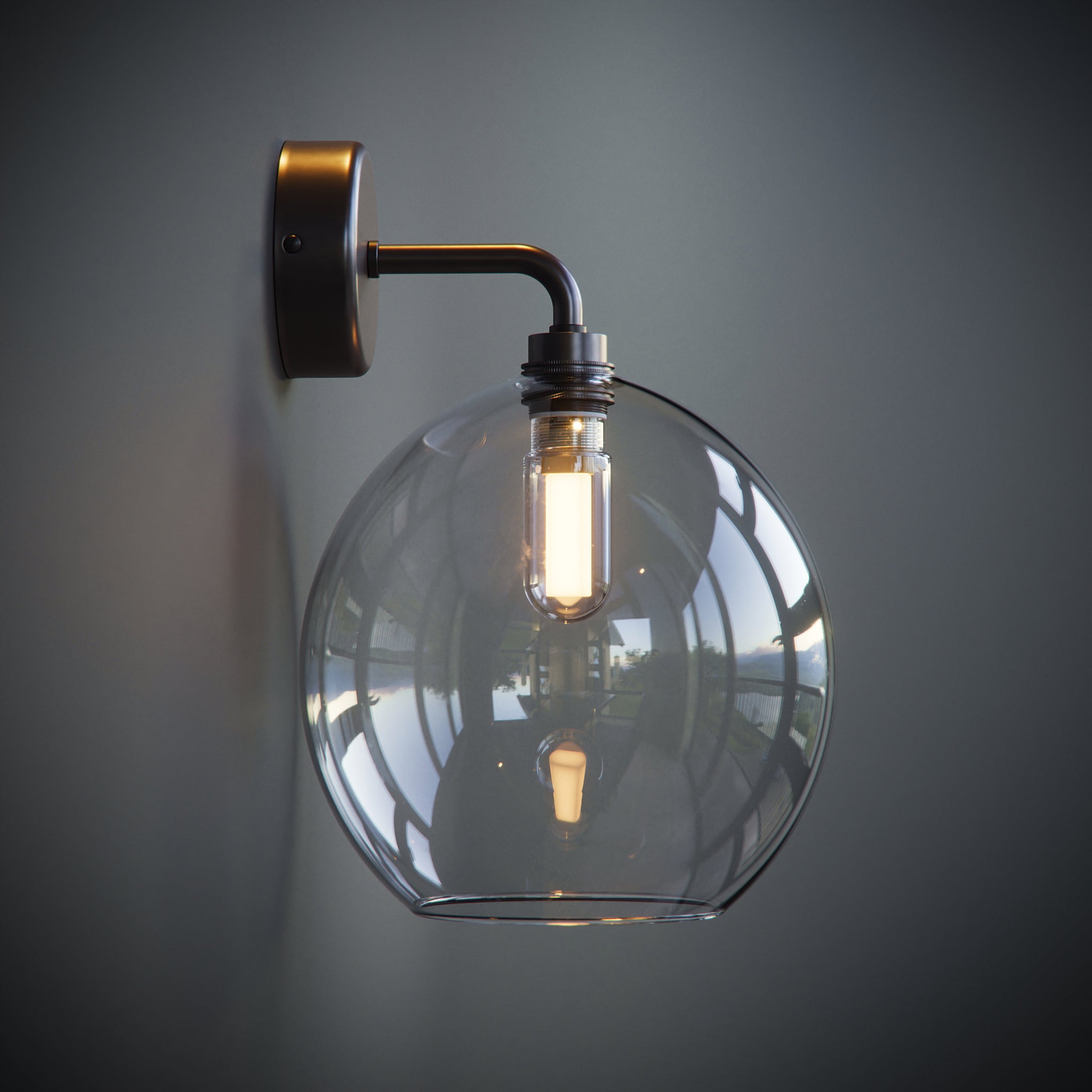 Wanda Clear IP44 Bathroom Wall Light | Handblown UK Glass – Glow Lighting