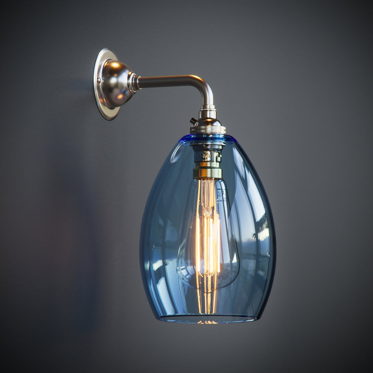 Contemporary Pale Blue Glass Jules Wall Light | Handcrafted in ...