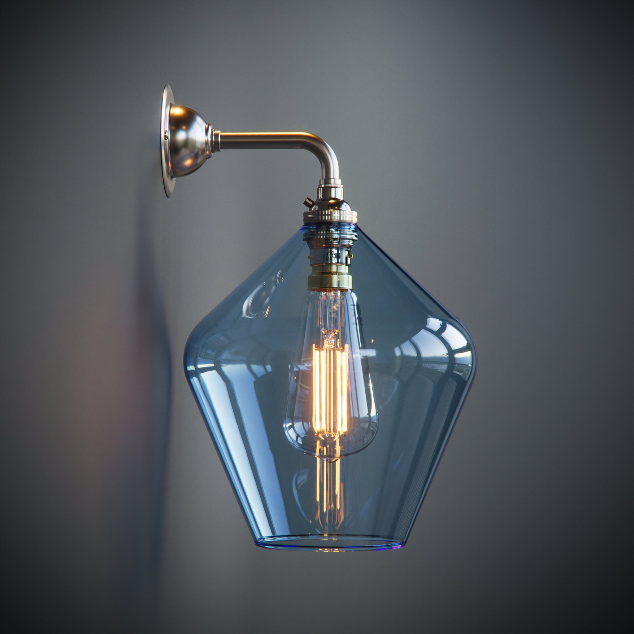 Contemporary Olive Pale Blue Coloured Glass Wall Light | Made in UK ...