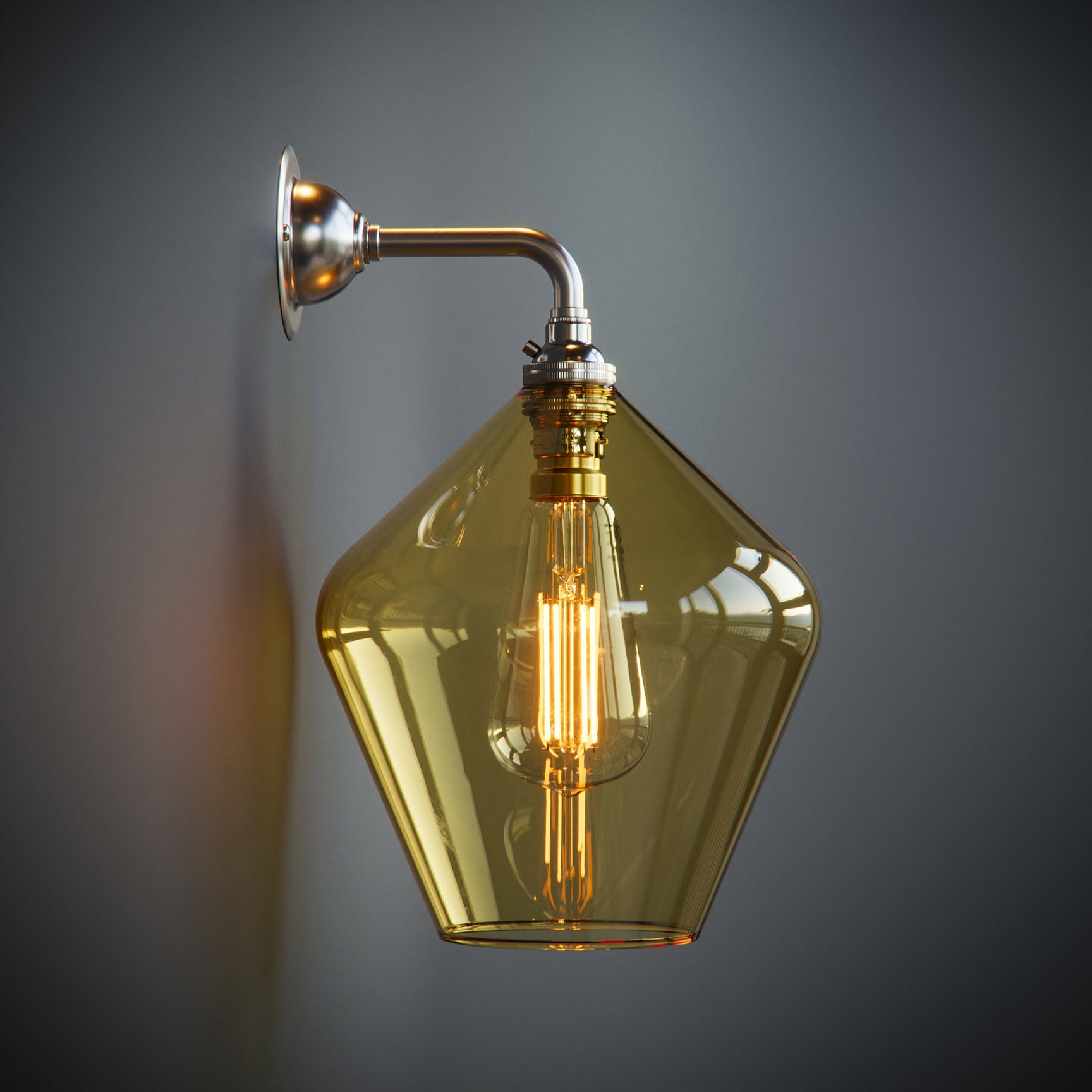 Contemporary Olive Yellow Coloured Glass Wall Light – Glow Lighting