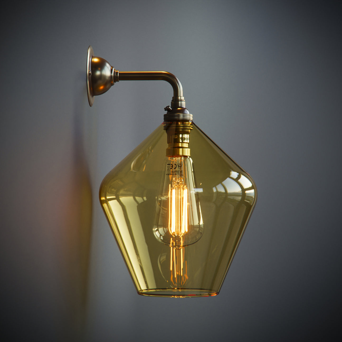 Contemporary Olive Yellow Coloured Glass Wall Light – Glow Lighting