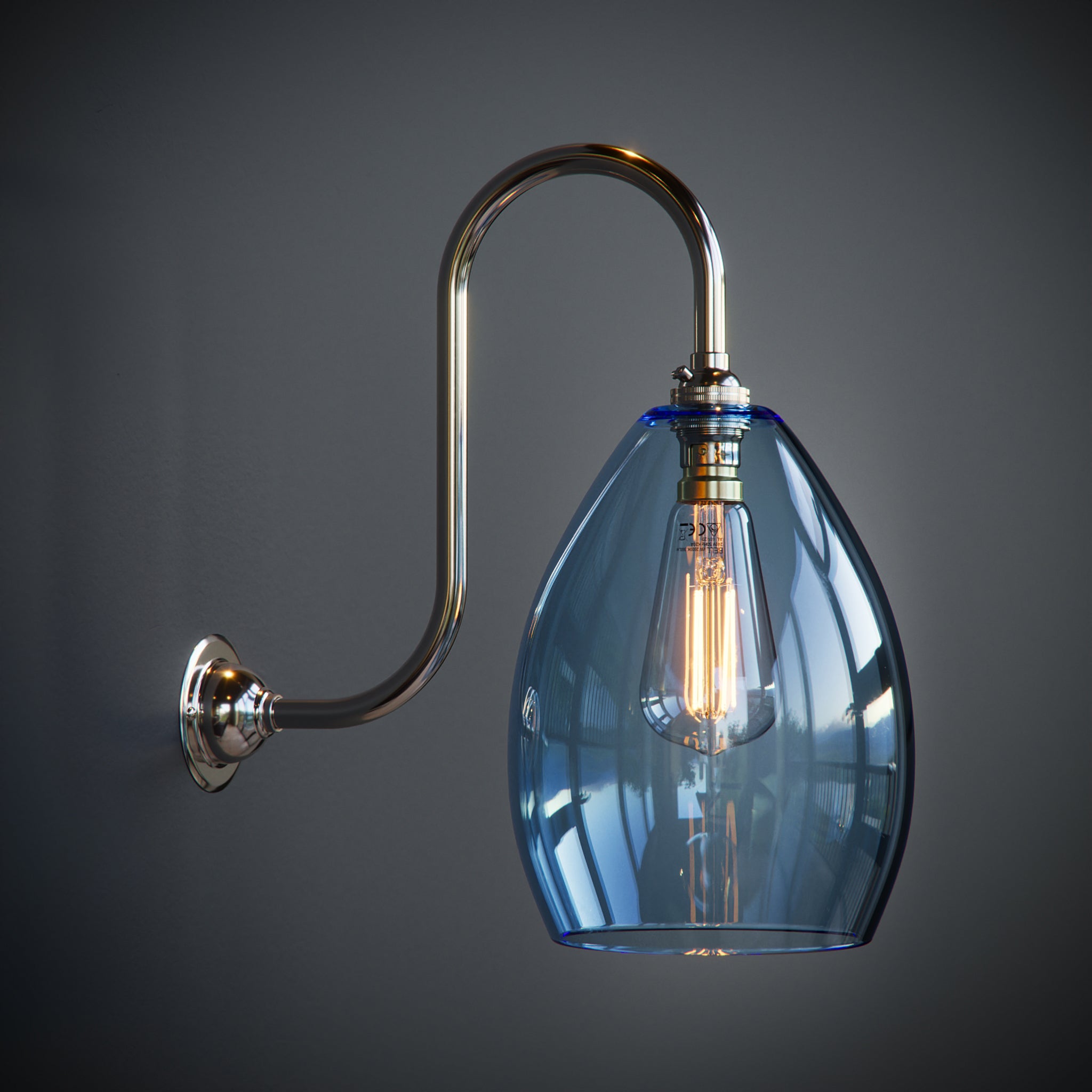 Jules Swan Wall Light Pale Blue Glass | Made in Britain – Glow Lighting