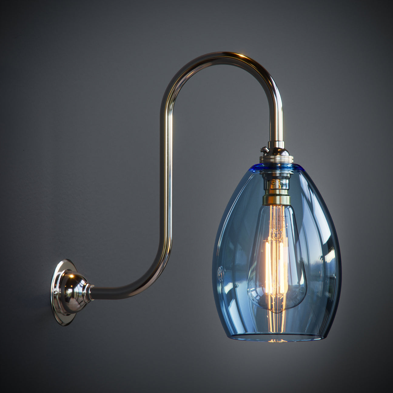 Swan Neck Bertie Pale Blue Glass Wall Light – Glow Lighting
