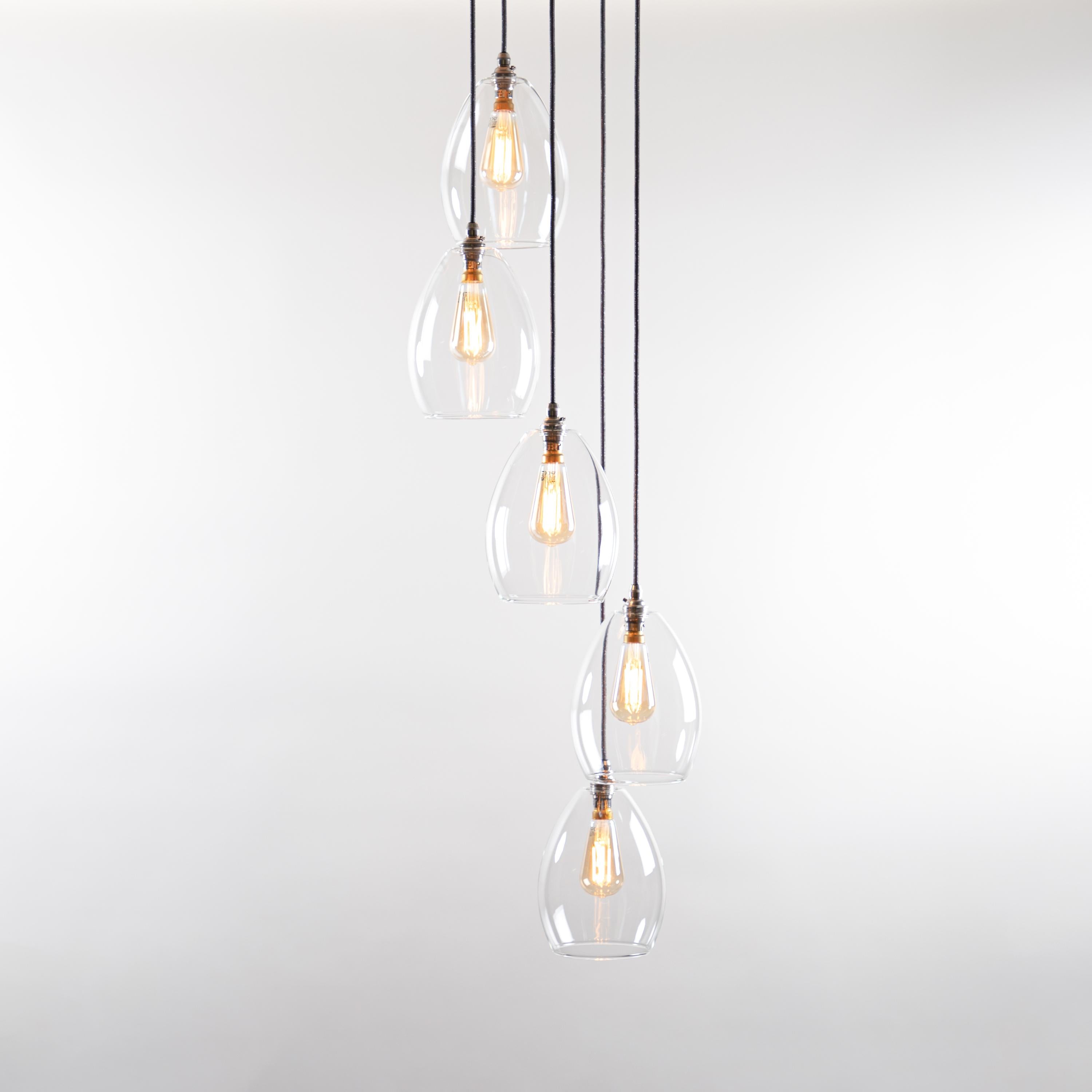 Jules Mid 5 way clear cluster light on large plate – Glow Lighting